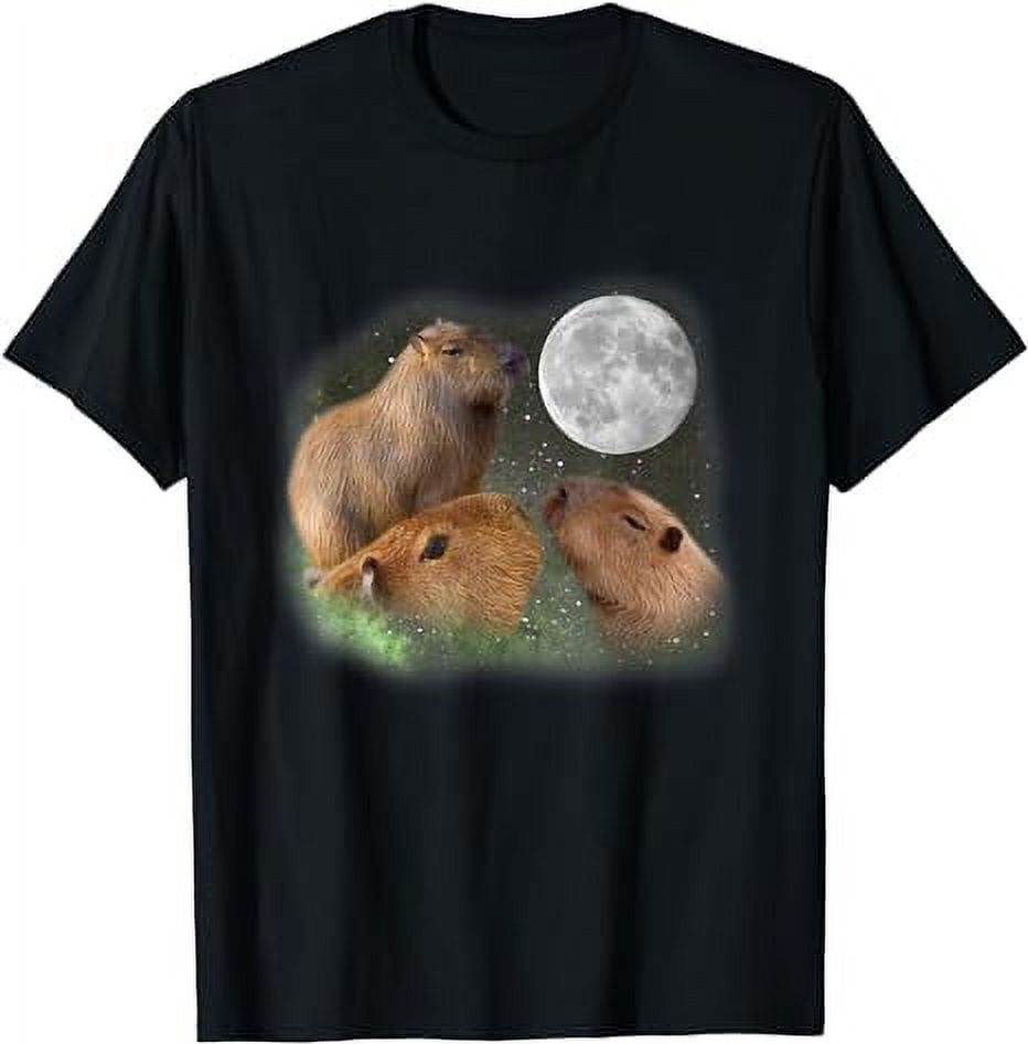 Three Moon Capybaras T-Shirt. Funny Cute Animal Parody Tee - Walmart.com