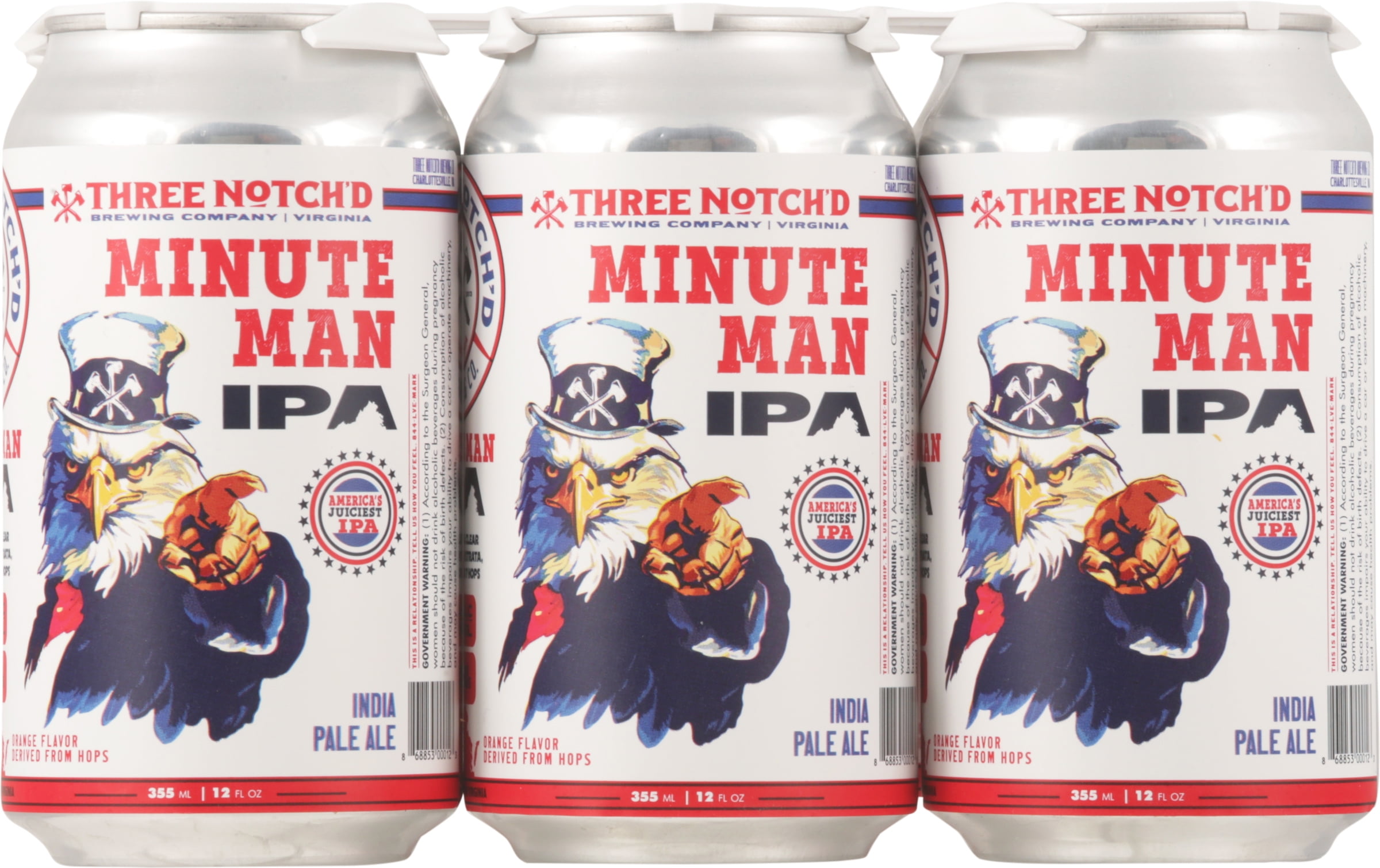 Three Notch'd Brewing Company Minute Man IPA, 6 Pack, 12 fl oz Cans ...