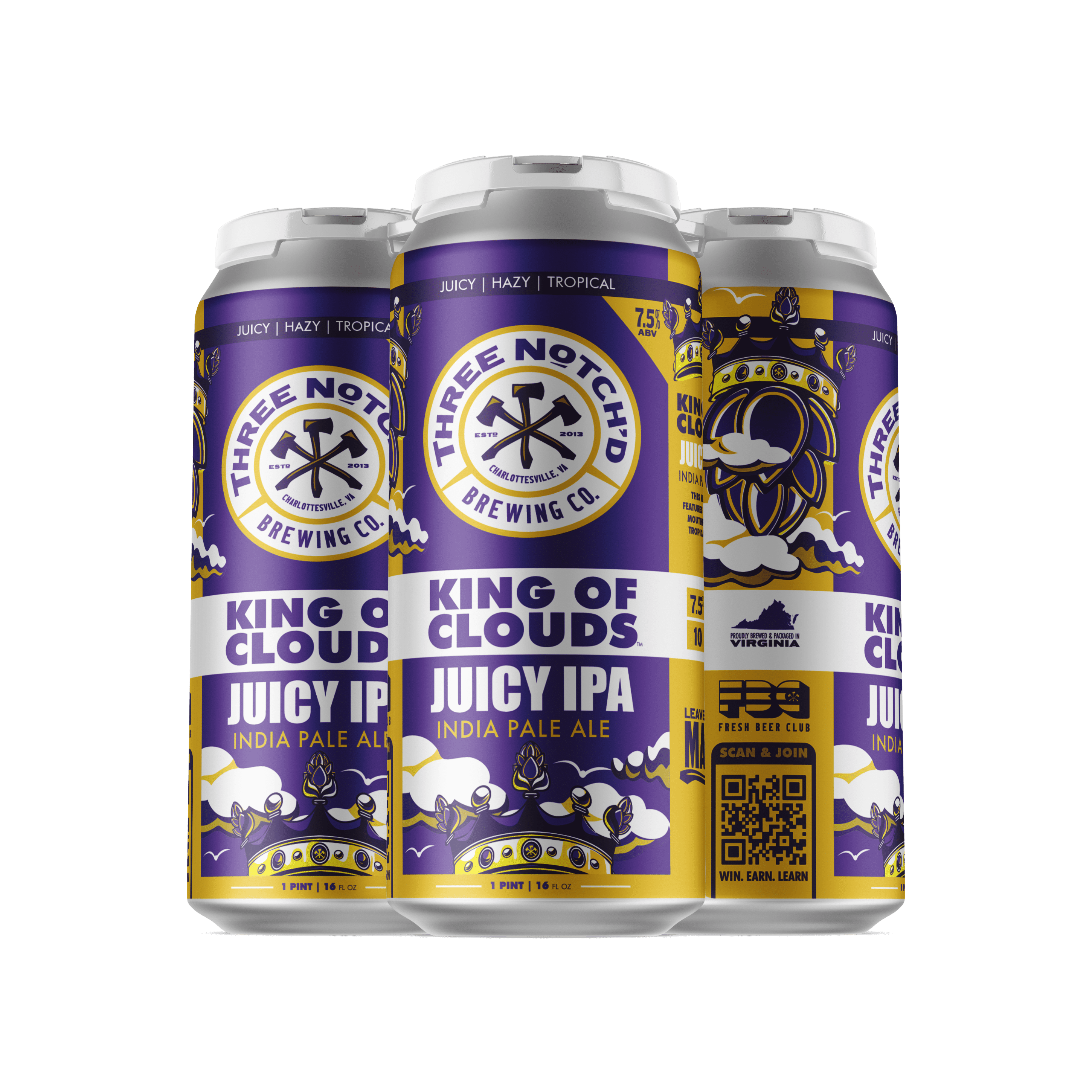 Three Notchd Brewing Company, King of Clouds Juicy Ipa, Local Craft ...