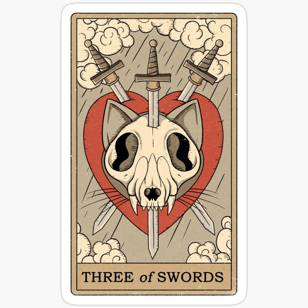 Three Of Swords Glossy Sticker Phone Decal Water Bottle Stickers Car ...
