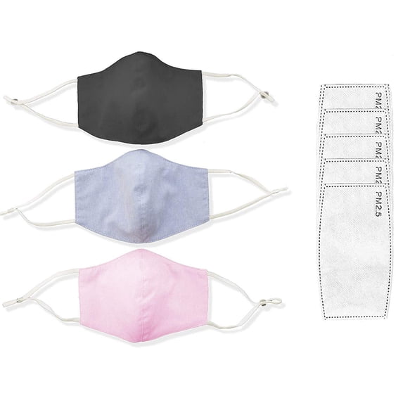 Three Pack of Reusable Face Masks - Water-Resistant Mask Made with ...