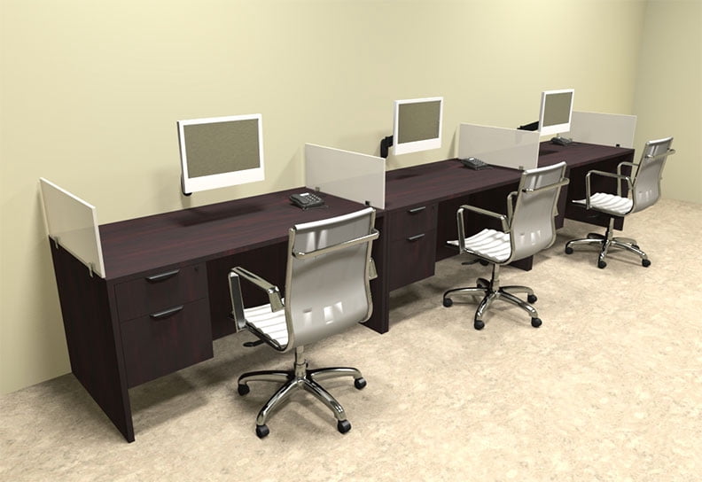 Three Person Divider Modern Office Workstation Desk Set, #OT-SUL-SP27 ...