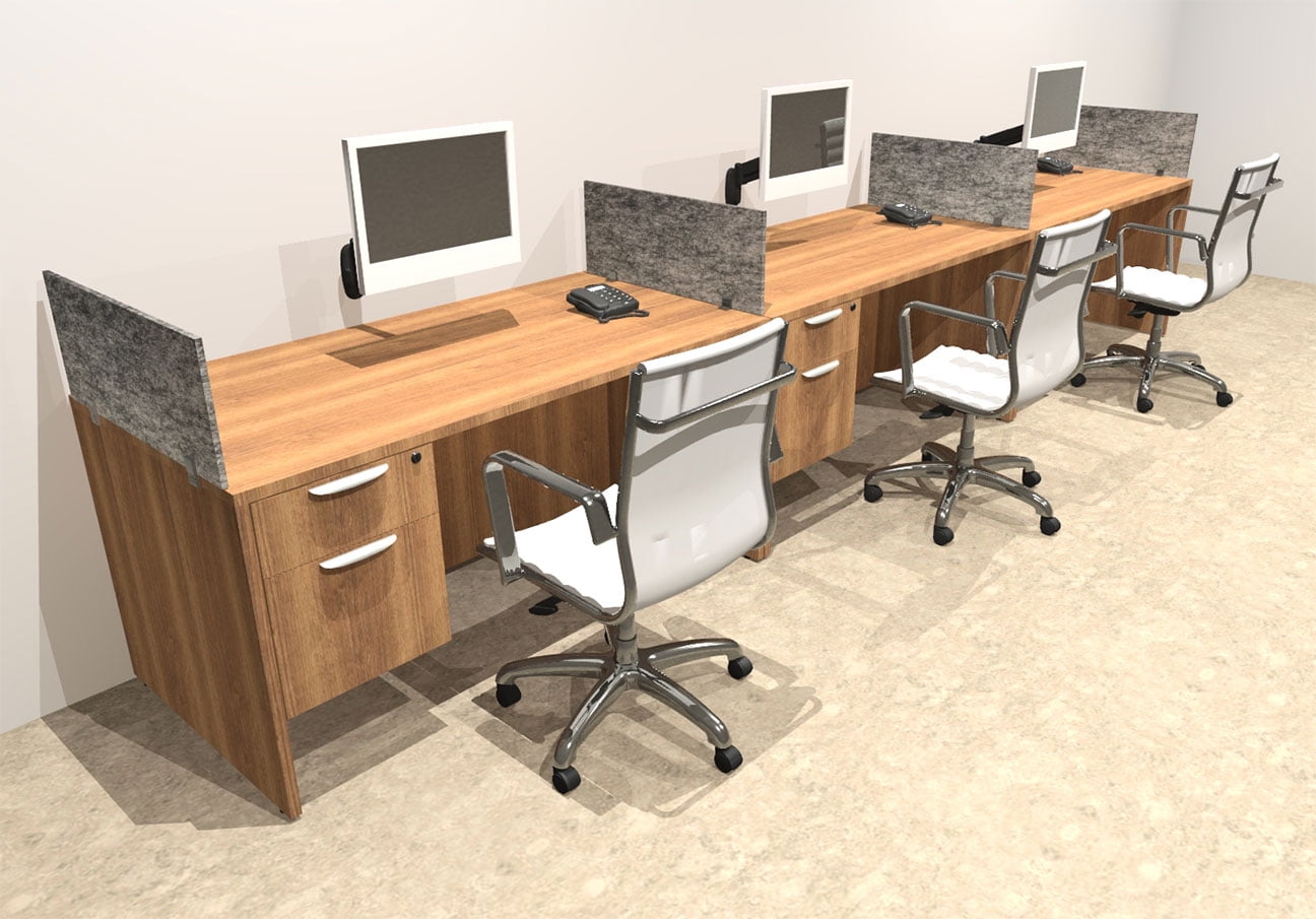 Three Person Modern Accoustic Divider Office Workstation Desk Set, #OT ...