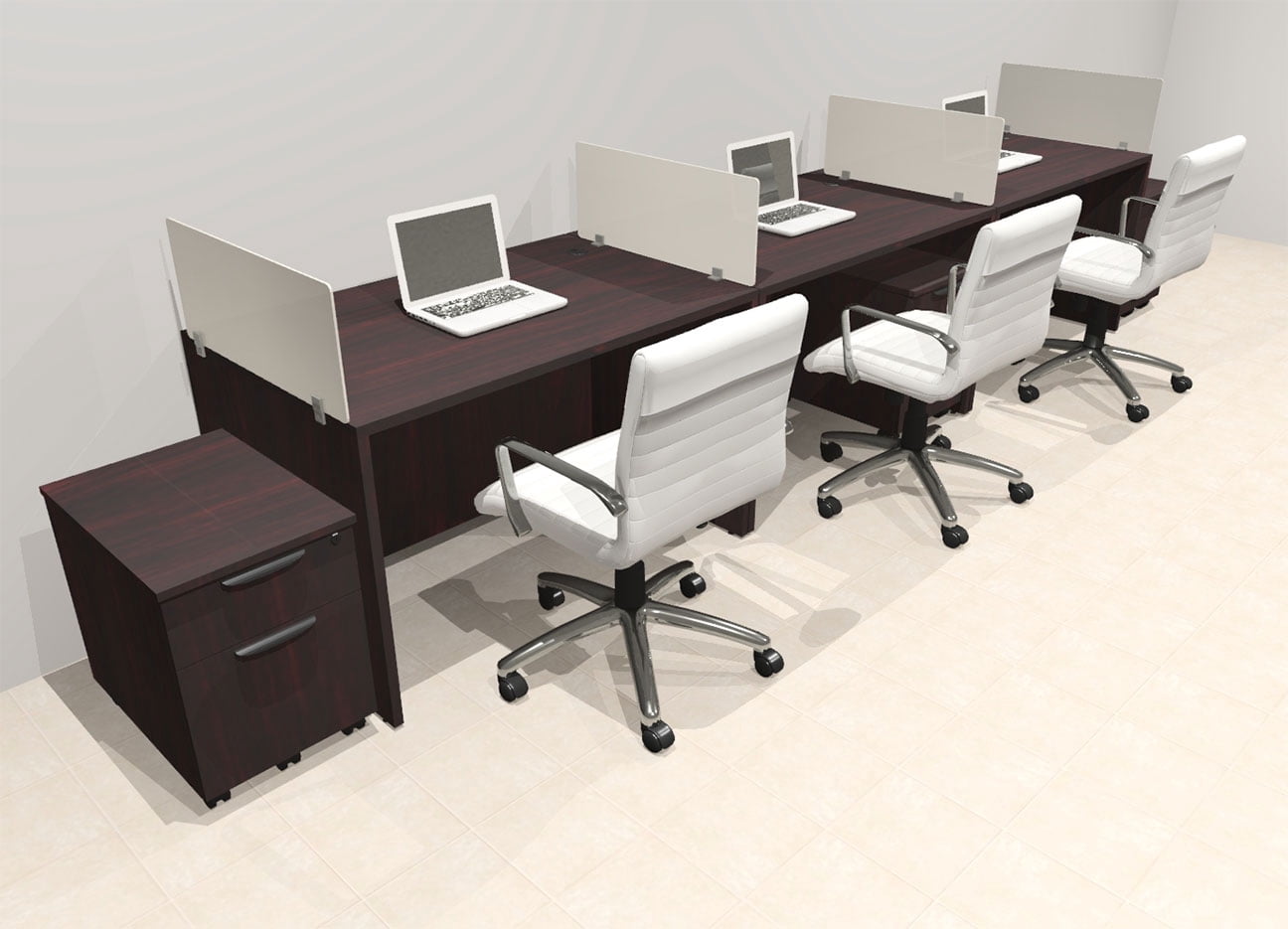 Three Person Modern Acrylic Divider Office Workstation Desk Set, #OT ...