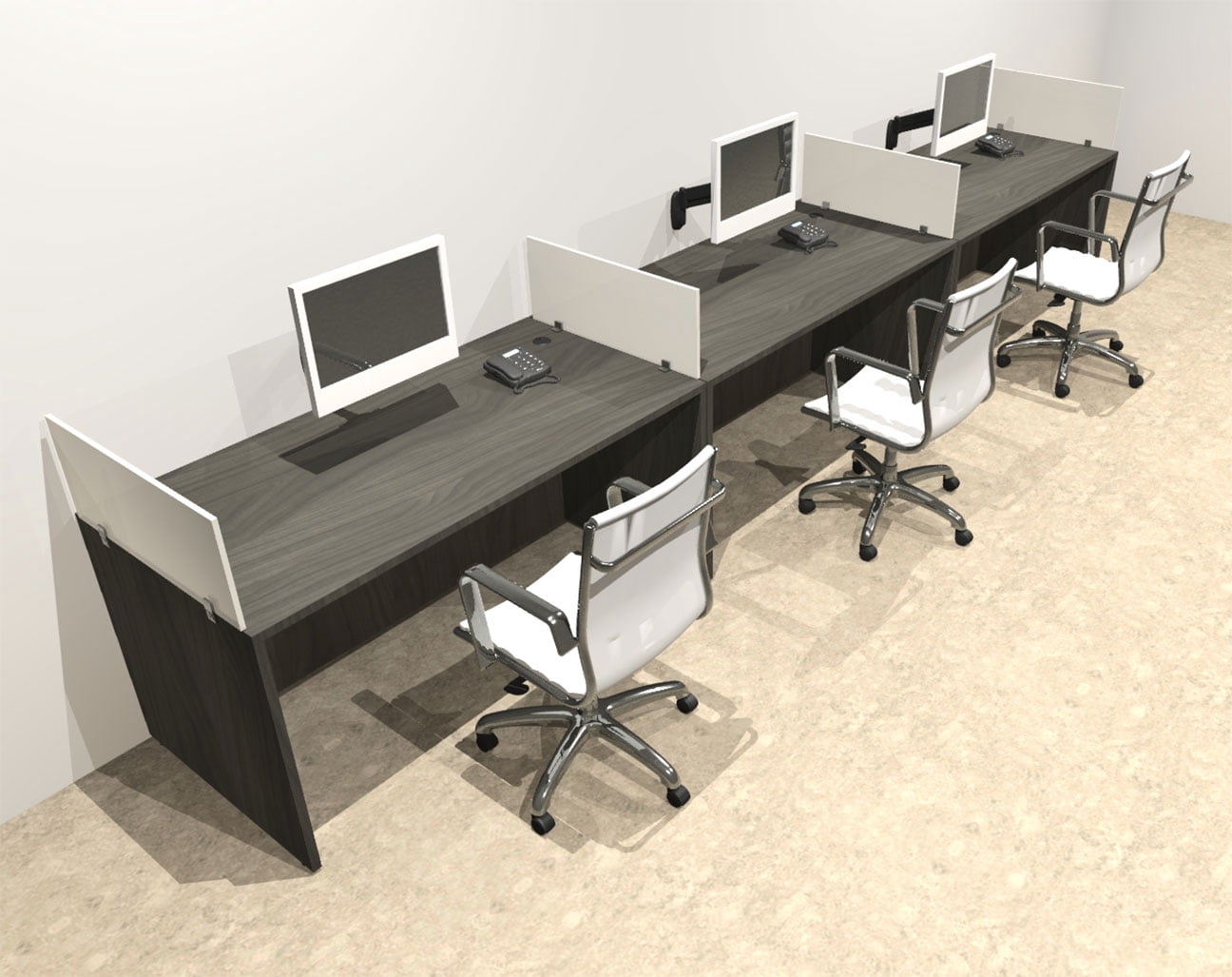 Three Person Modern Divider Office Workstation Desk Set, #OT-SUL-SP66 ...