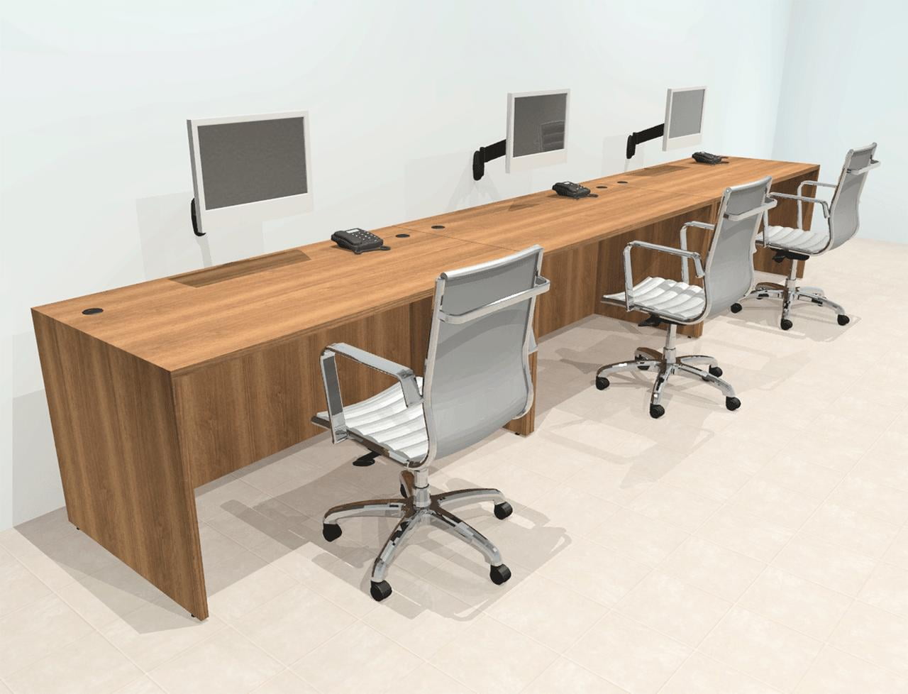 Three Person Modern Office Workstation Desk Set, #OT-SUL-SPN5 - Walmart.com
