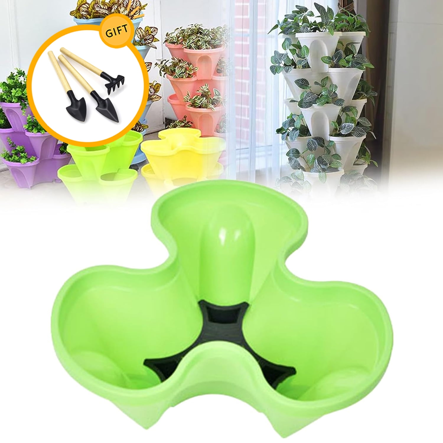 Three Petal Vertical Planter, Stackable Tower Planters, Strawberry Herb ...