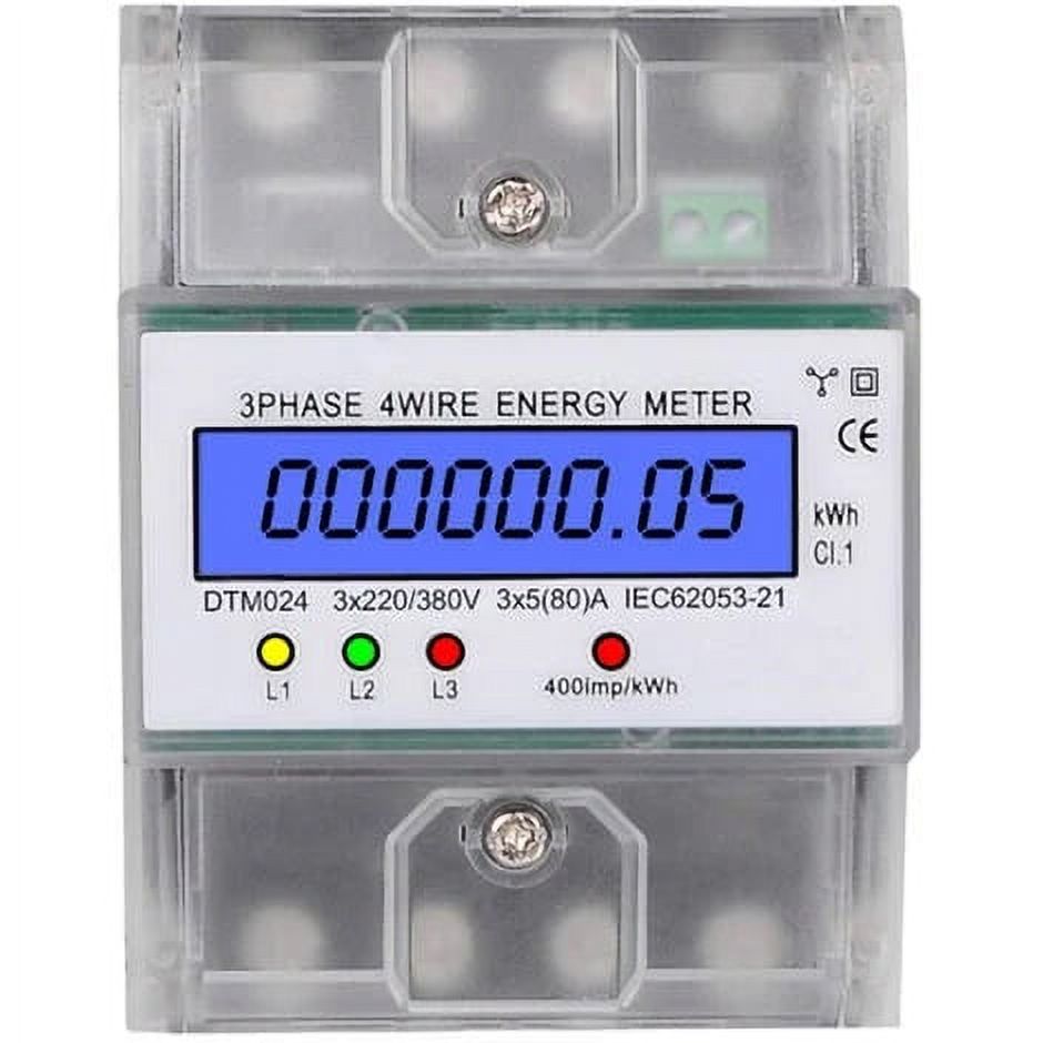 Three-Phase 4-Wire Energy Meter 220/380V 5-80A Power Consumption kWh ...