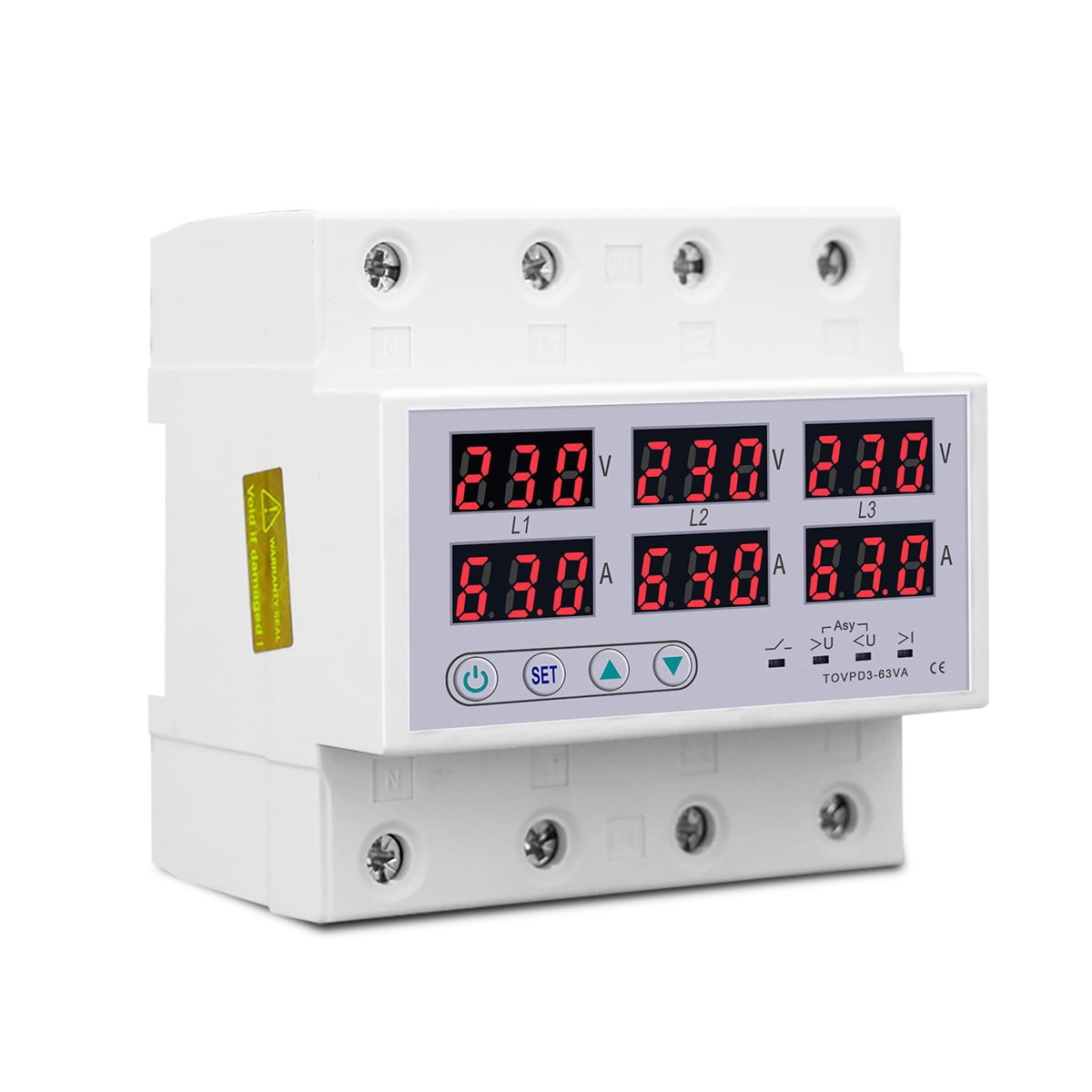 Three-phase voltage relay 3P ammeter overvoltage 100A without N 380V ...