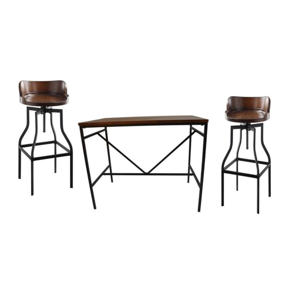 Three Piece Counter Height Bar Table with Adjustable Bar Stools Set ...