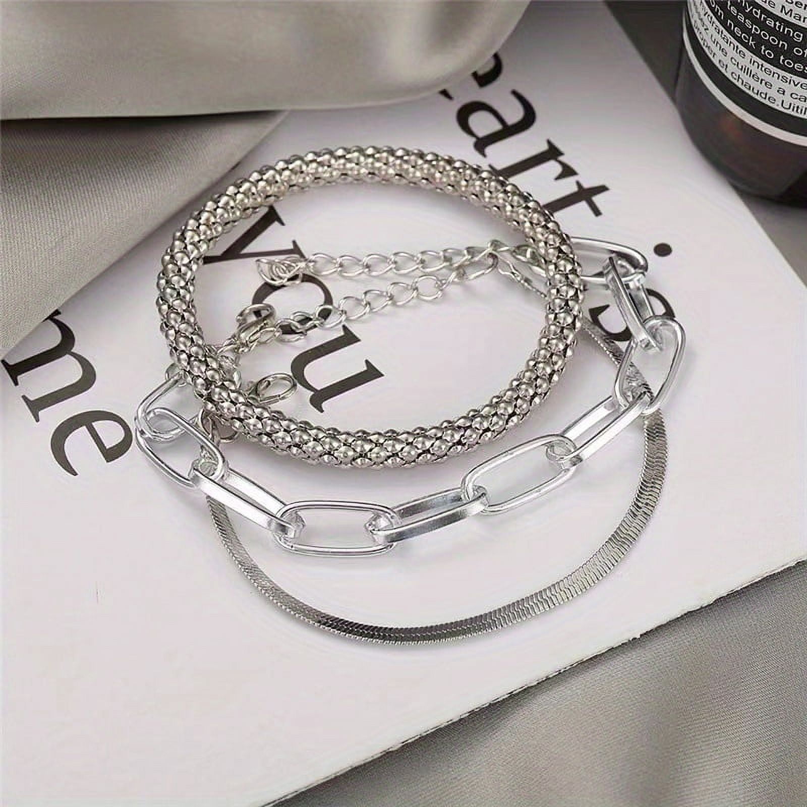 Three -Piece Golden Snake Bone Chain Multi -layer Bracelet Chain ...