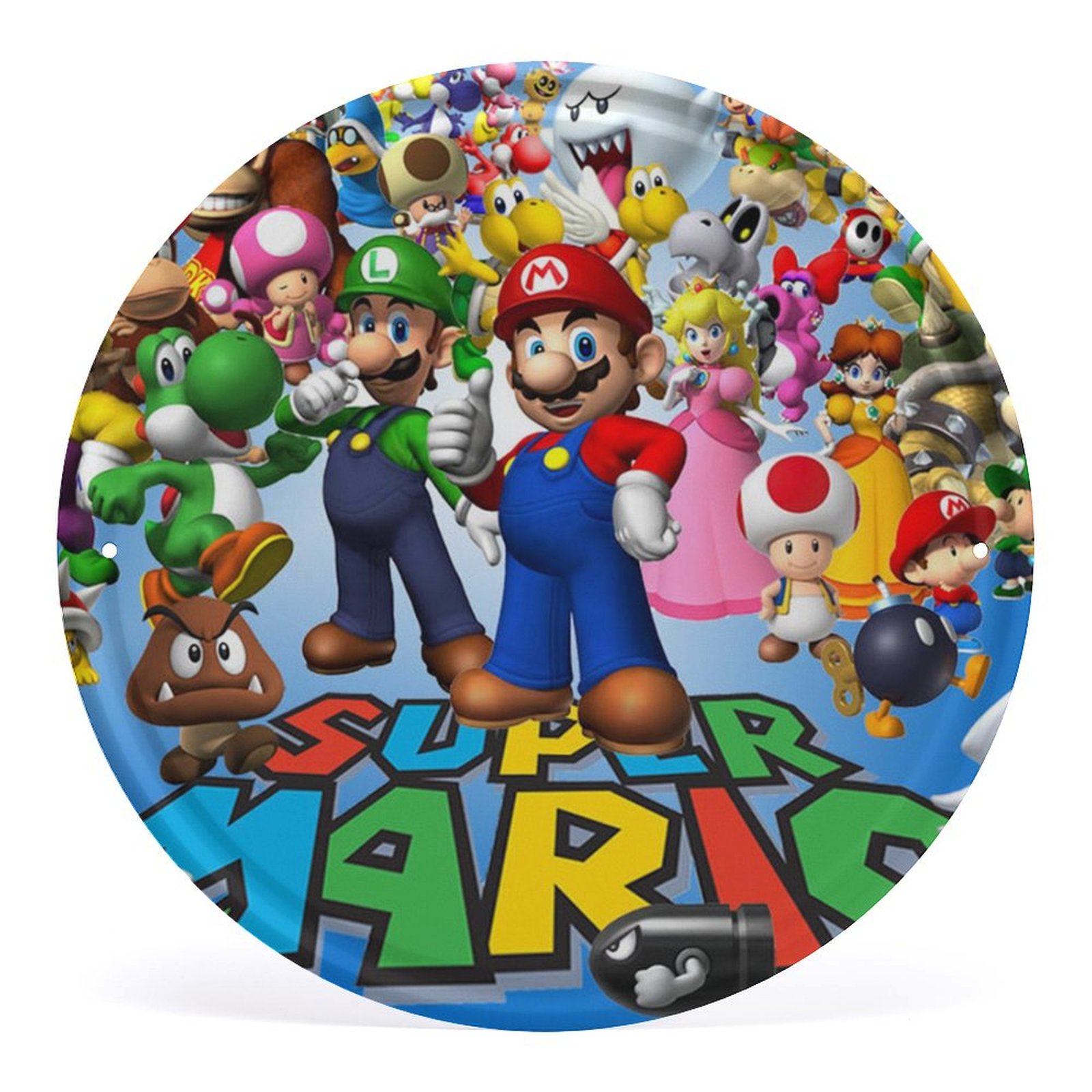 Three Piece Set Combination Super Mario Circular Iron Hanging Picture ...