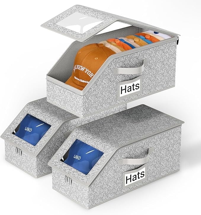 Three-Piece Stackable Baseball Cap Storage Cap For Up To 36 Hats ...