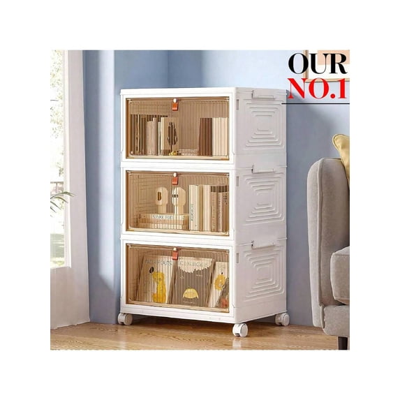 Three-Piece Stackable Storage System with 23-Quart Foldable Bins ...