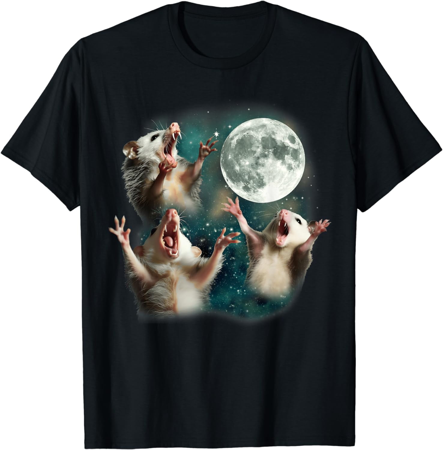 Three Possum Moon | 3 Opossum Funny Weird Cursed Meme T-Shirt - Walmart.com