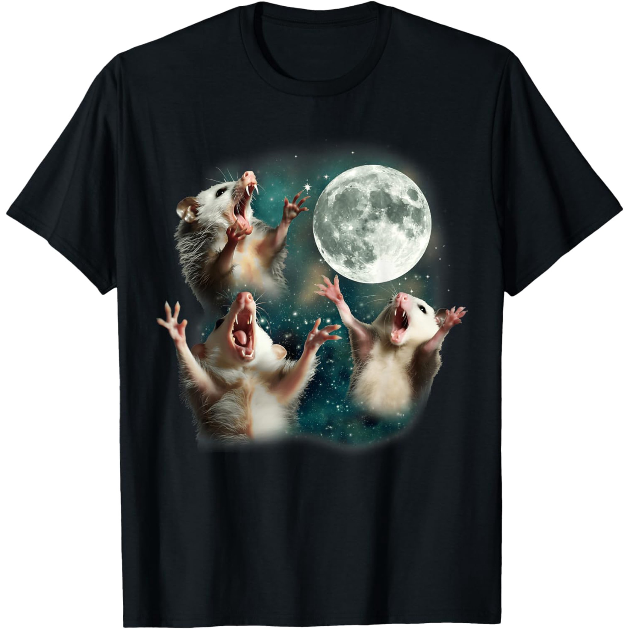 Three Possum Moon | 3 Opossum Funny Weird Cursed Meme pure cotton T ...