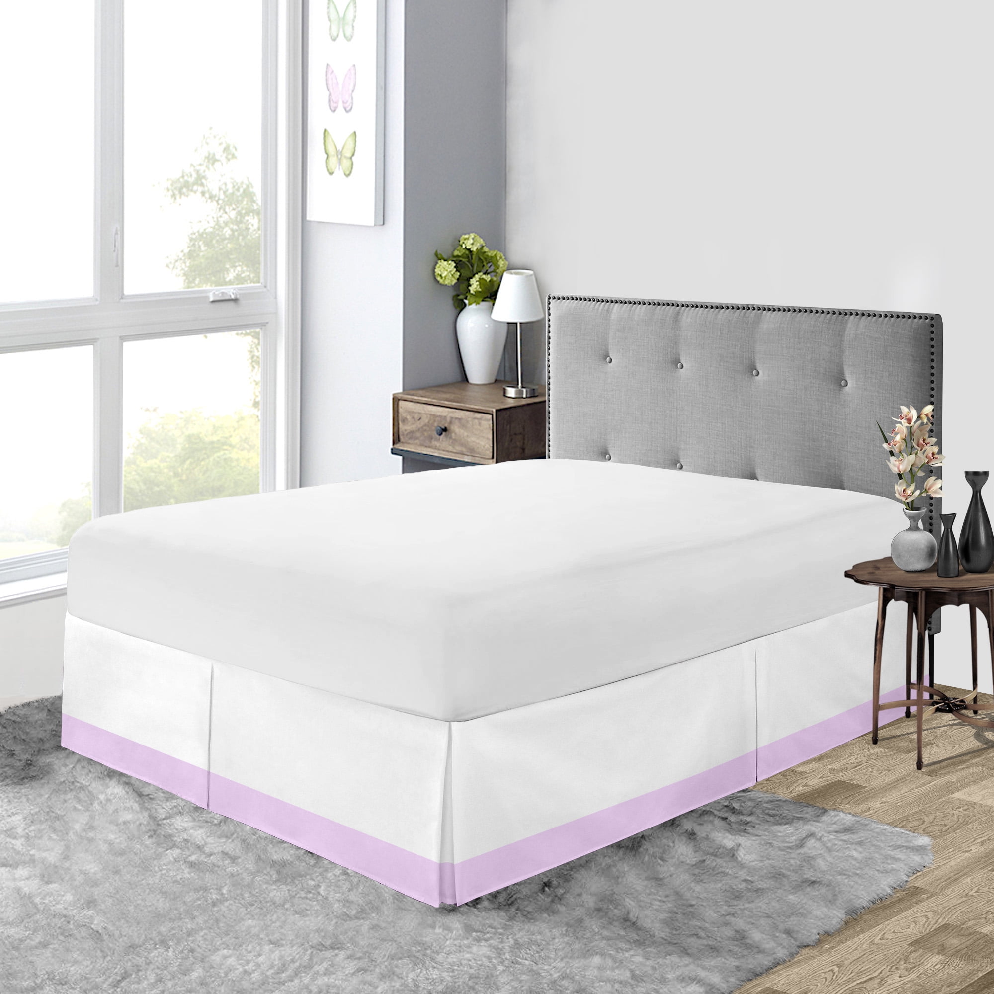 Three Quarter Size Tailored Drop Dual Tone Solid Bed Skirt with ...