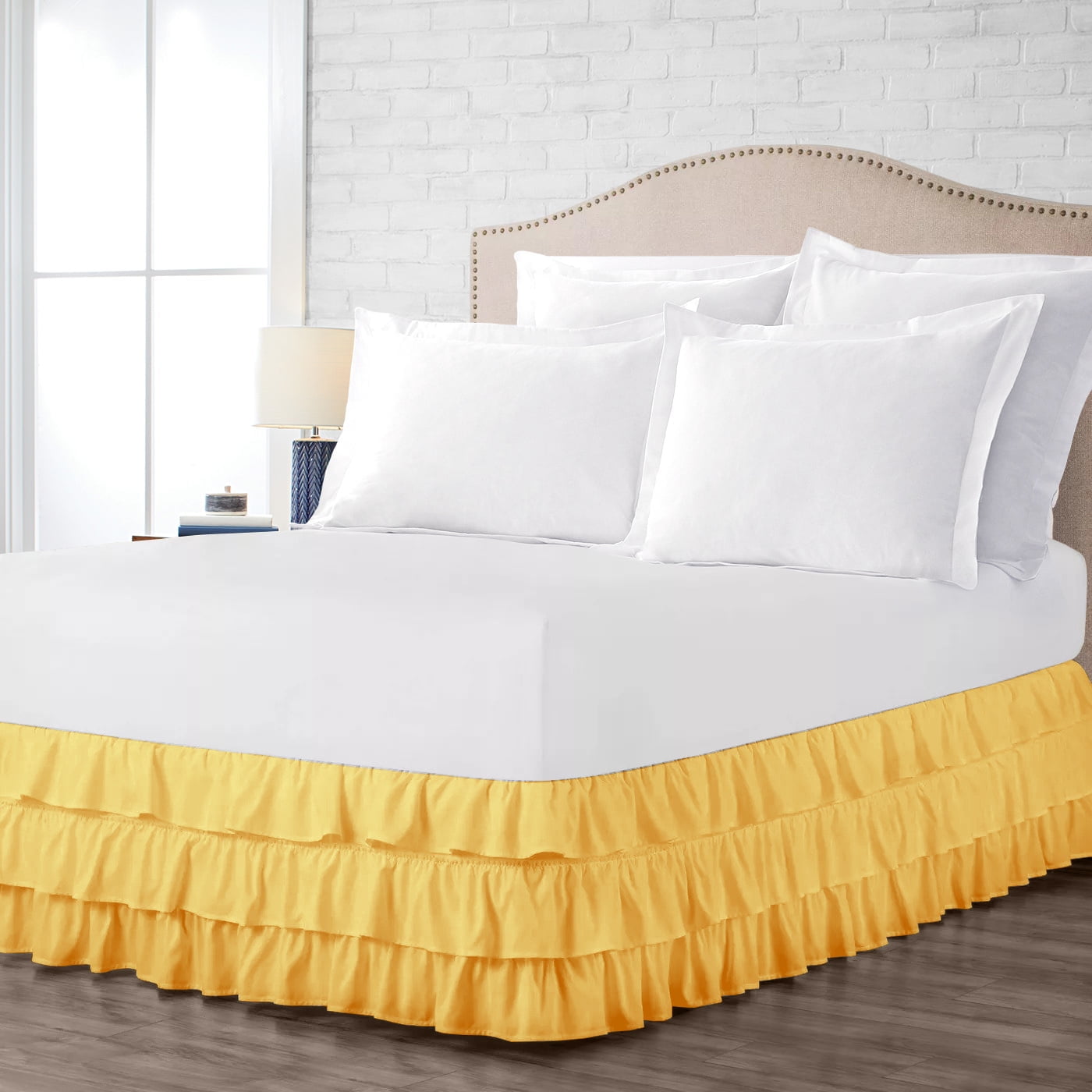 Three Quarter Size Tailored Drop Multi Ruffled Solid Bed Skirt with ...