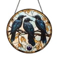 Three Raven Gothic Window Hanging, Stained Glass Style Bird Suncatcher ...