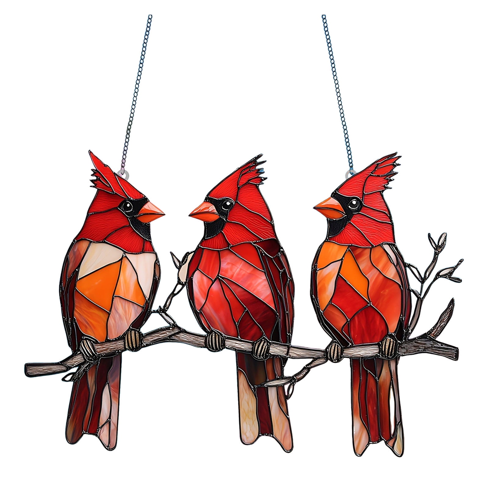 Three Red Window Hanging Suncatcher Ornament Gift For Bird Lovers Red ...