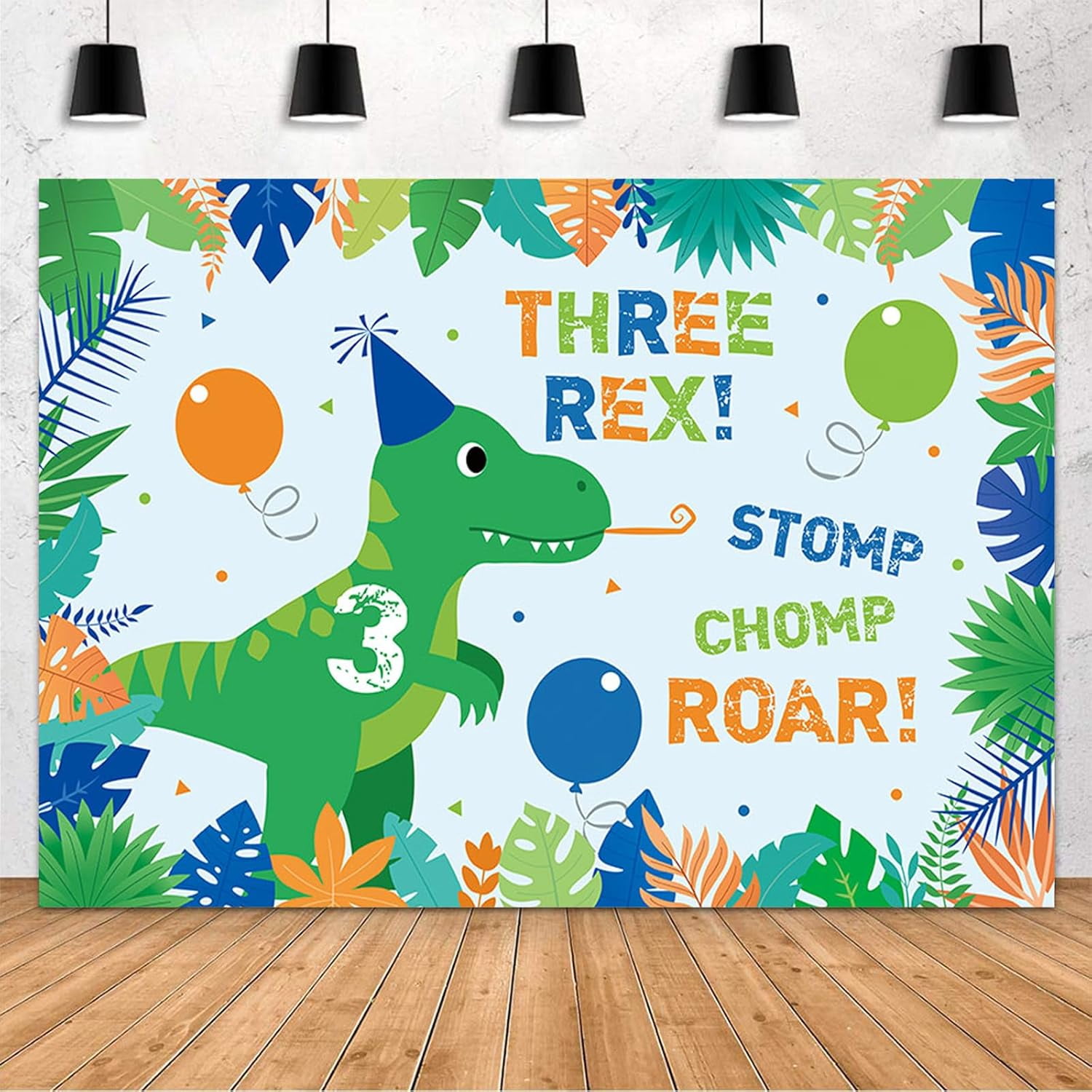 Three Rex Birthday Backdrop for Kids Dinosaur 3rd Birthday Decorations ...