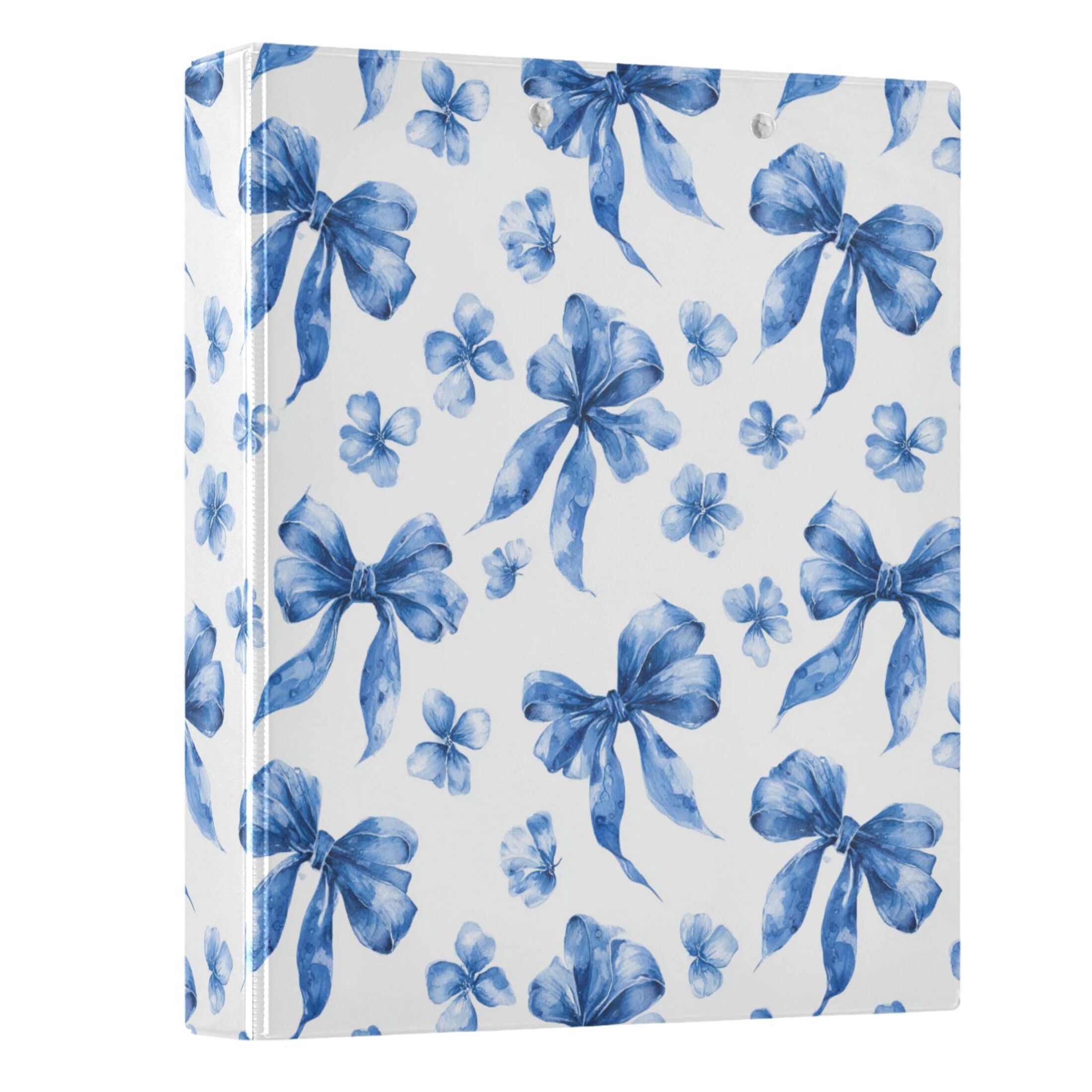 Three Ring Binder Blue Bows and Floral 1.5 Inch Round Binder D-Rings ...
