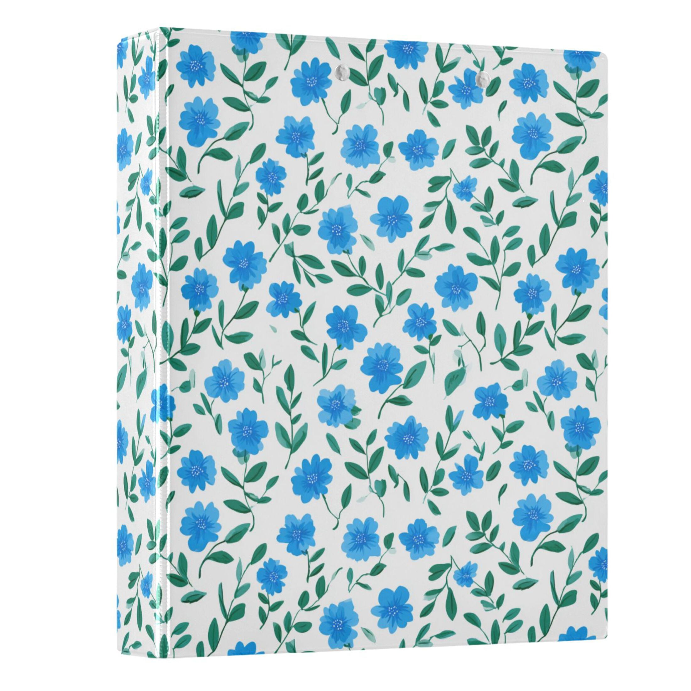 Three Ring Binder Blue Flowers 1.5 Inch Round Binder D-Rings for Office ...