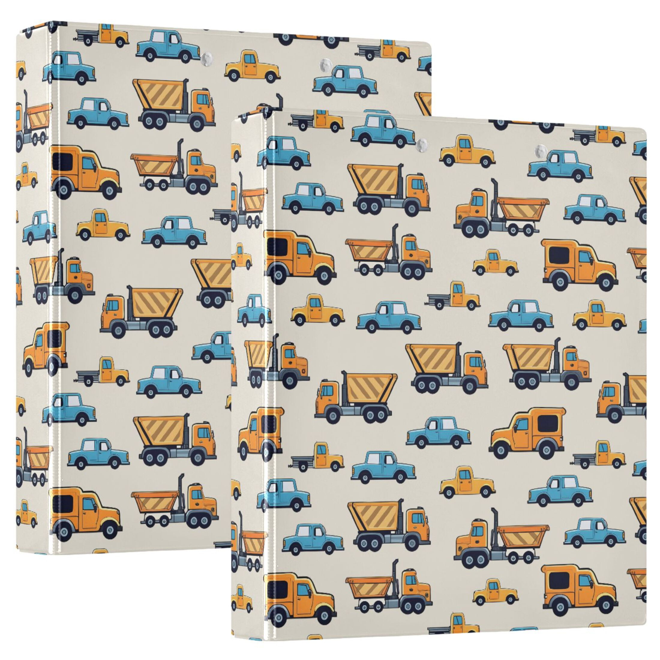 Three Ring Binder Blue Yellow Car Truck 1.5 Inch Round Binder D-Rings ...