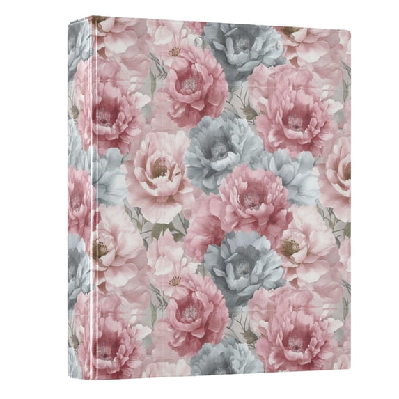 Three Ring Binder Blue and Pink Peony Flowers 1.5 Inch Round Binder D ...