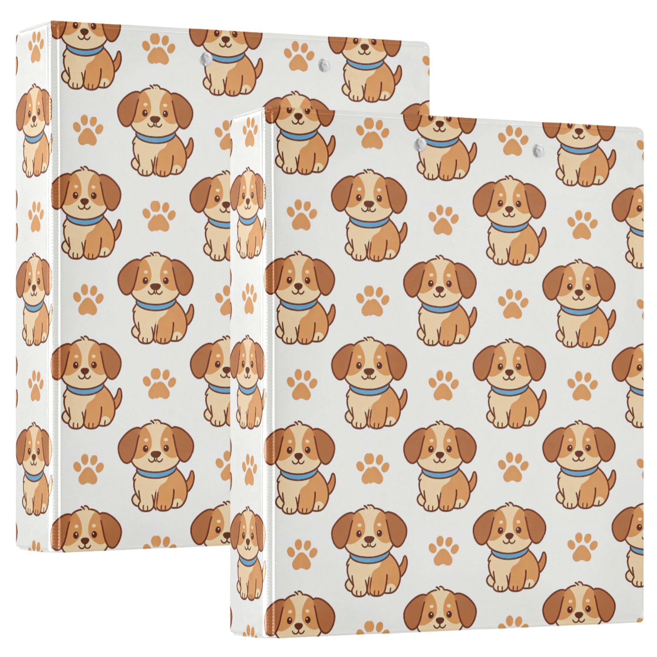 Three Ring Binder Cartoon Puppy and Footprints 1.5 Inch Round Binder D ...