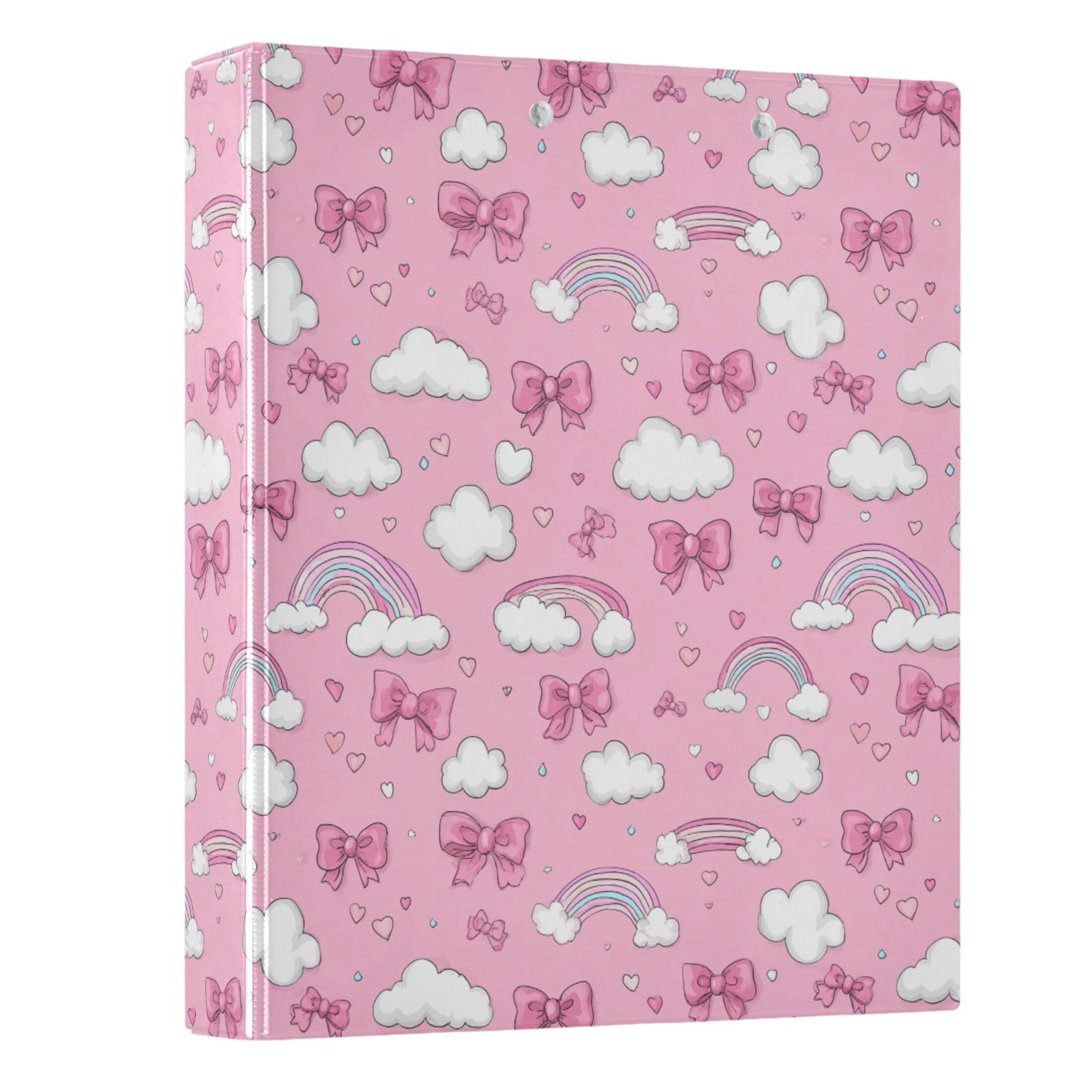 Three Ring Binder Clouds Love Rainbow Bow 1.5 Inch Round Binder D-Rings ...