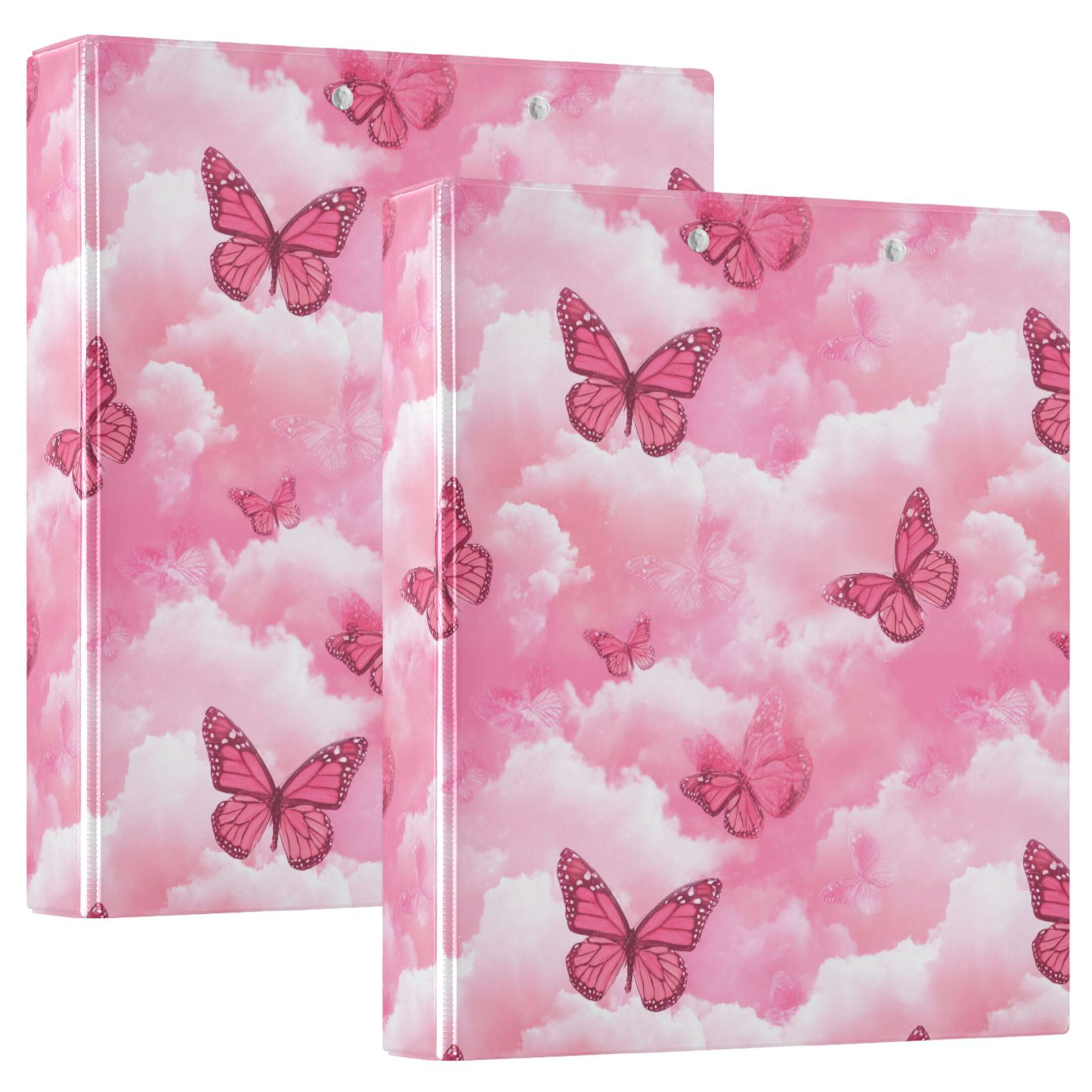 Three Ring Binder Clouds and Butterflies 1.5 Inch Round Binder D-Rings ...