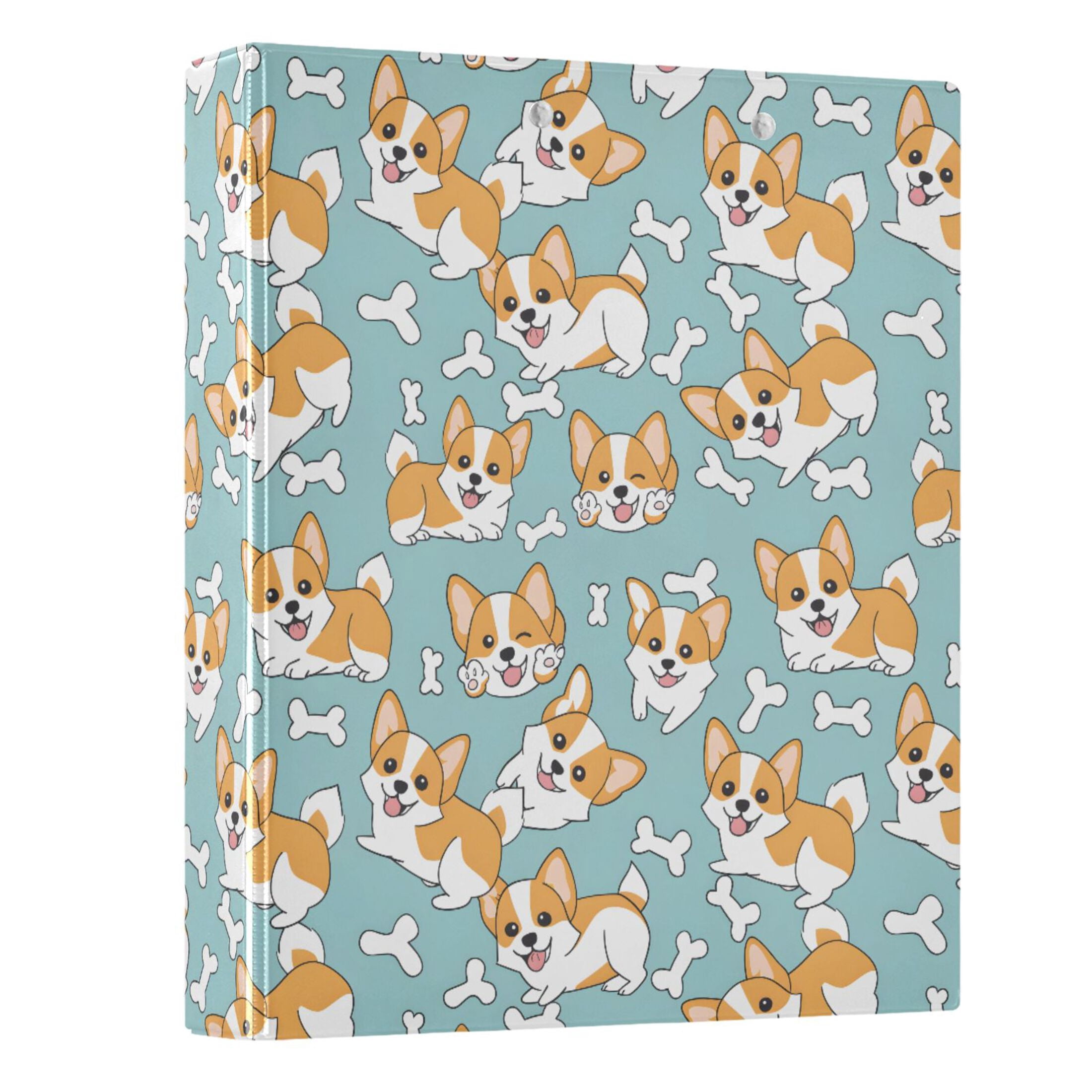 Three Ring Binder Corgi Puppy White Bones 1.5 Inch Round Binder D-Rings ...