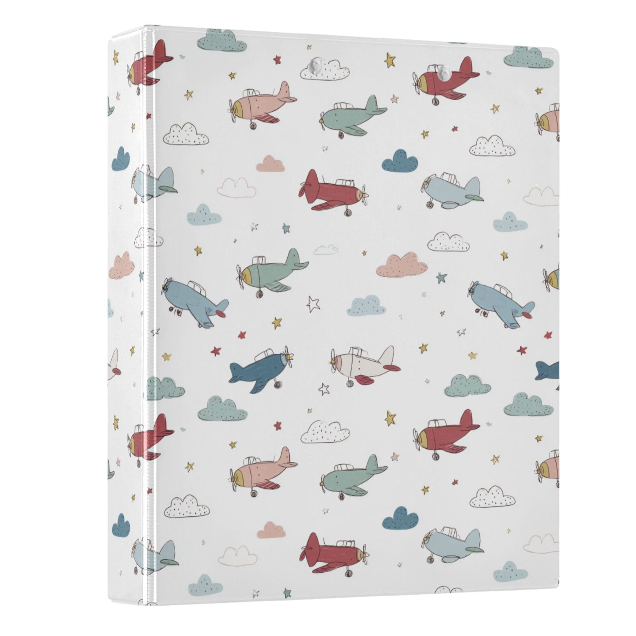 Three Ring Binder Cute Airplane and Clouds 1.5 Inch Round Binder D ...