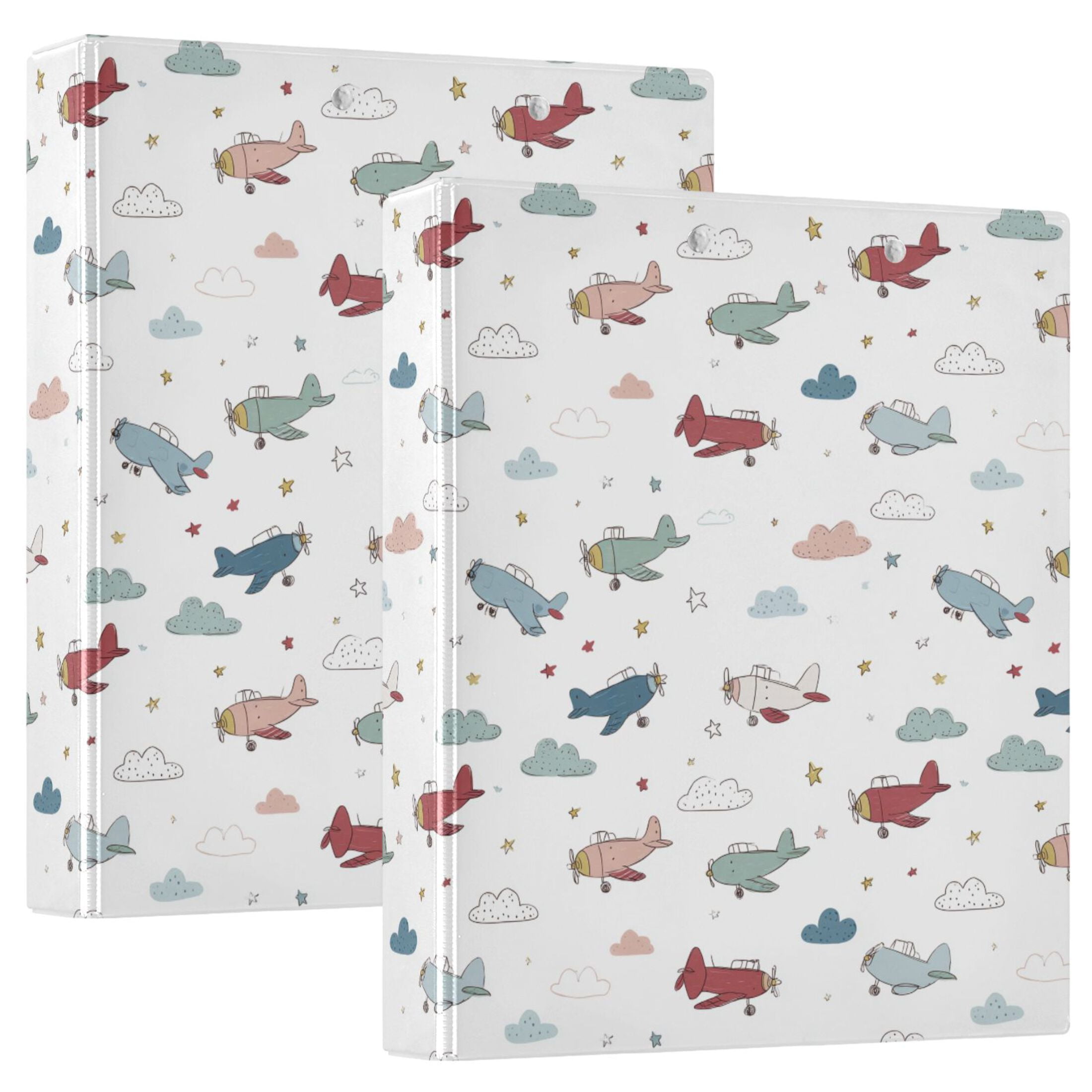 Three Ring Binder Cute Airplane and Clouds 1.5 Inch Round Binder D ...