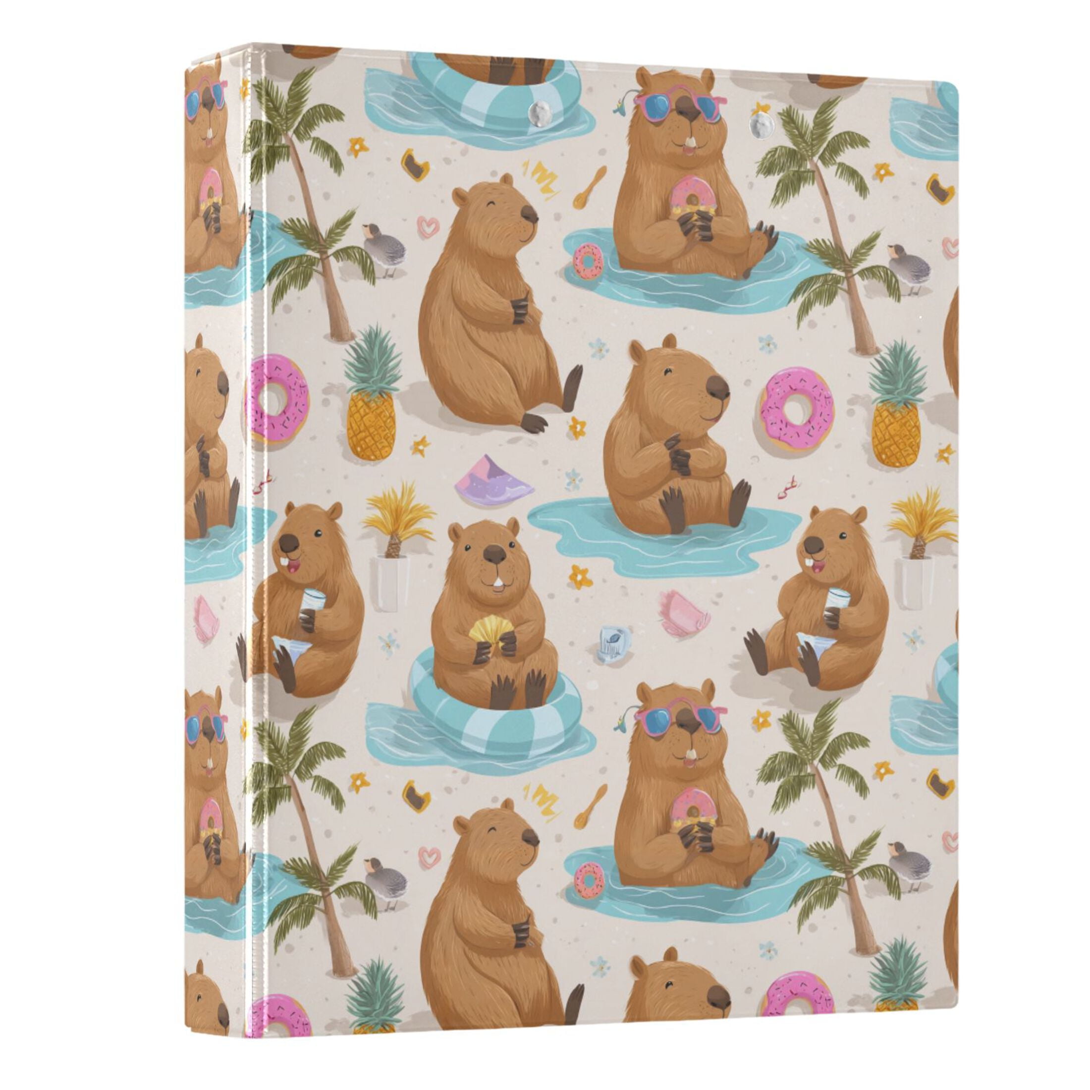 Three Ring Binder Cute Cartoon Capybaras 1.5 Inch Round Binder D-Rings ...