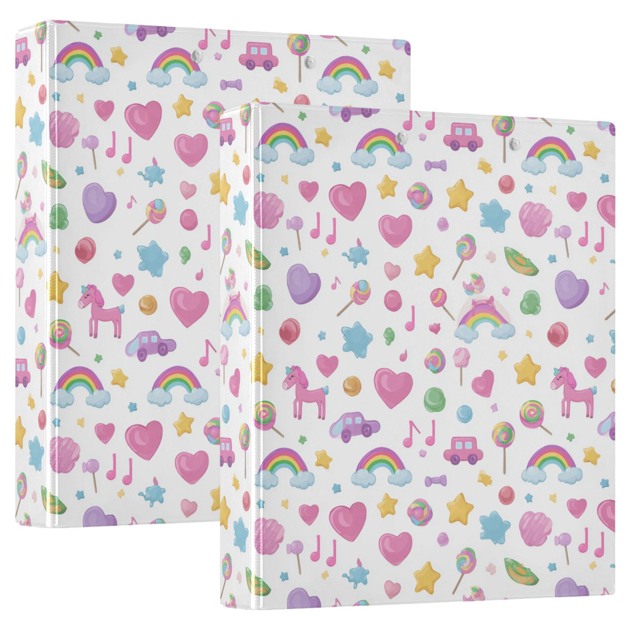 Three Ring Binder Cute Cartoon Elements 1.5 Inch Round Binder D-Rings ...