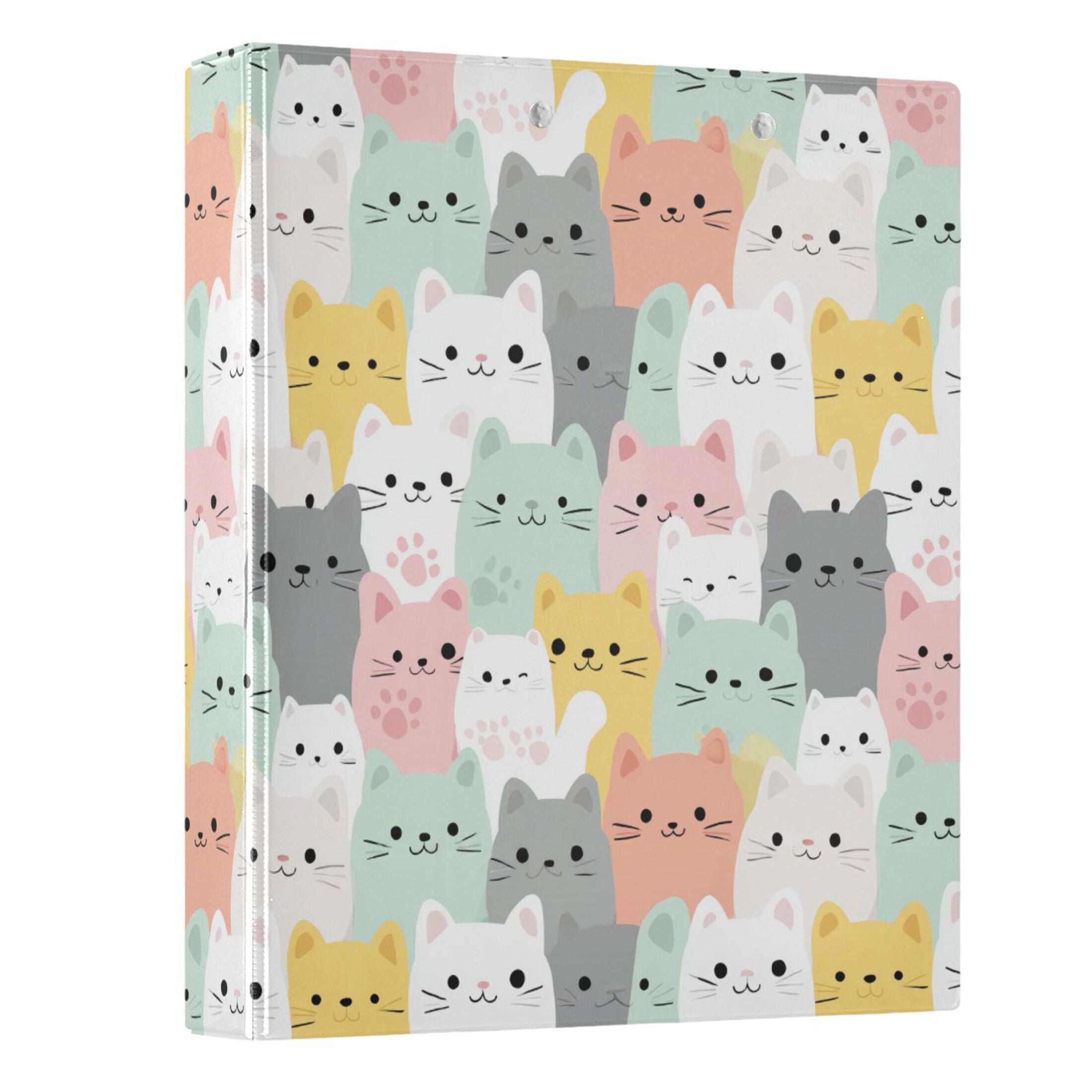 Three Ring Binder Cute Cat 1.5 Inch Round Binder D-Rings for Office ...
