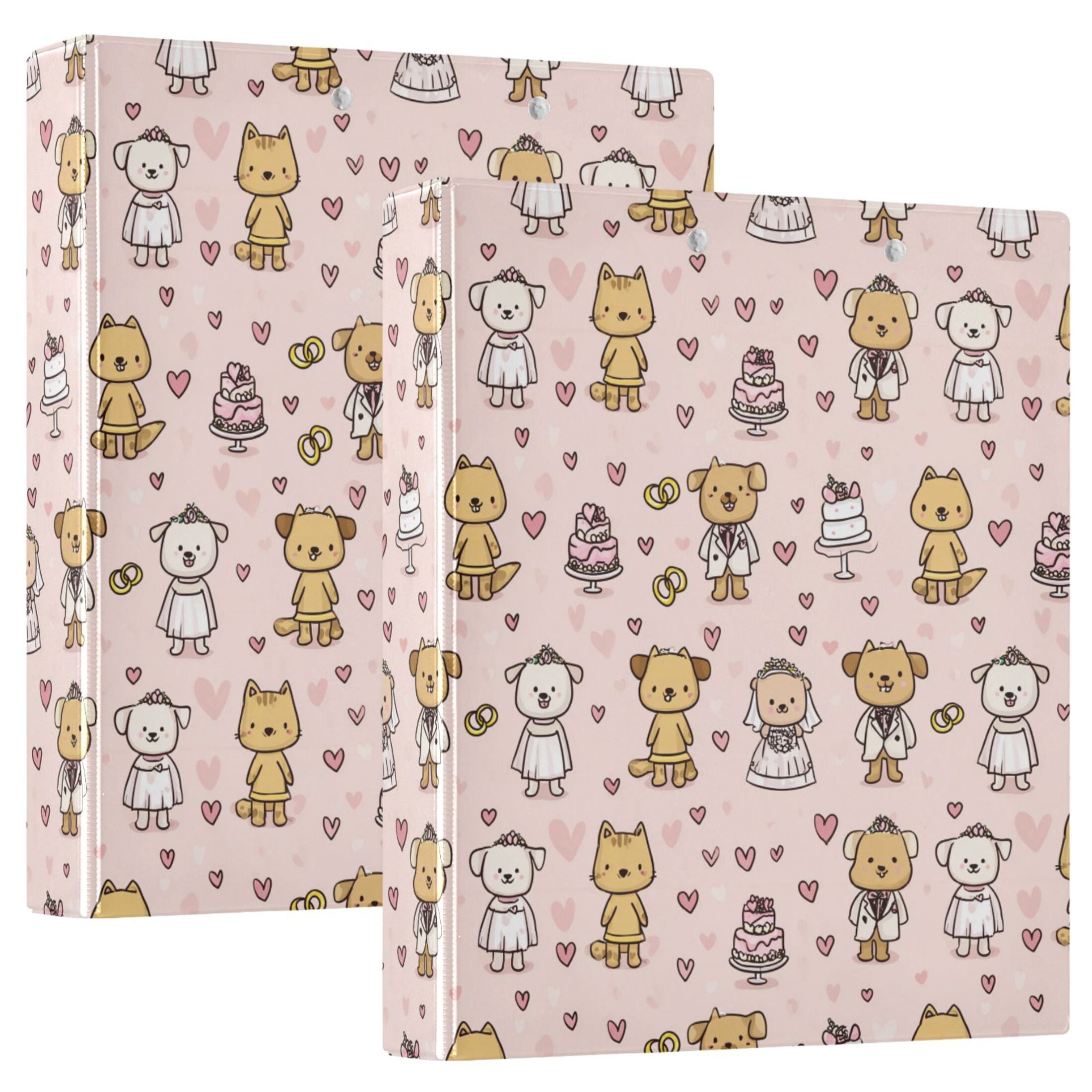 Three Ring Binder Cute Dogs and Cats 1.5 Inch Round Binder D-Rings for ...