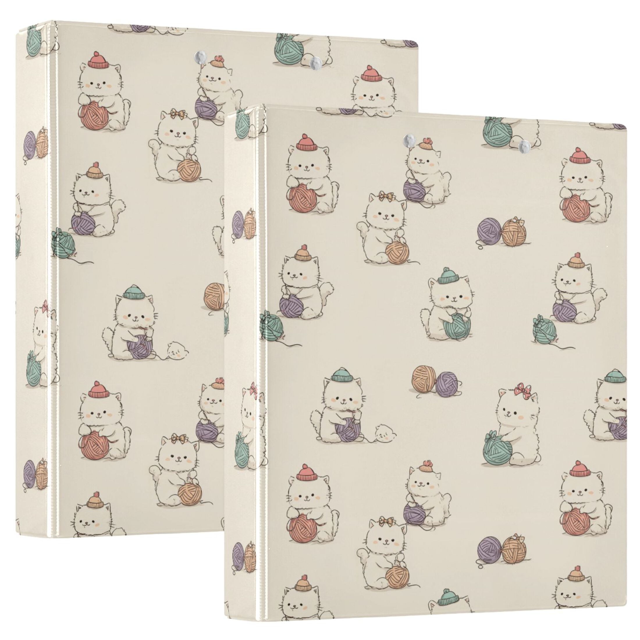 Three Ring Binder Cute Fluffy Cartoon Cats 1.5 Inch Round Binder D ...