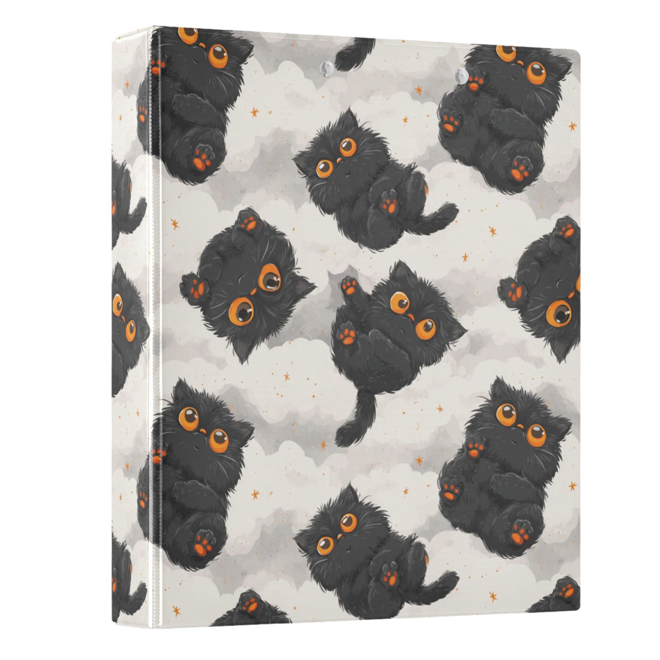 Three Ring Binder Cute Little Black Cat 1.5 Inch Round Binder D-Rings ...