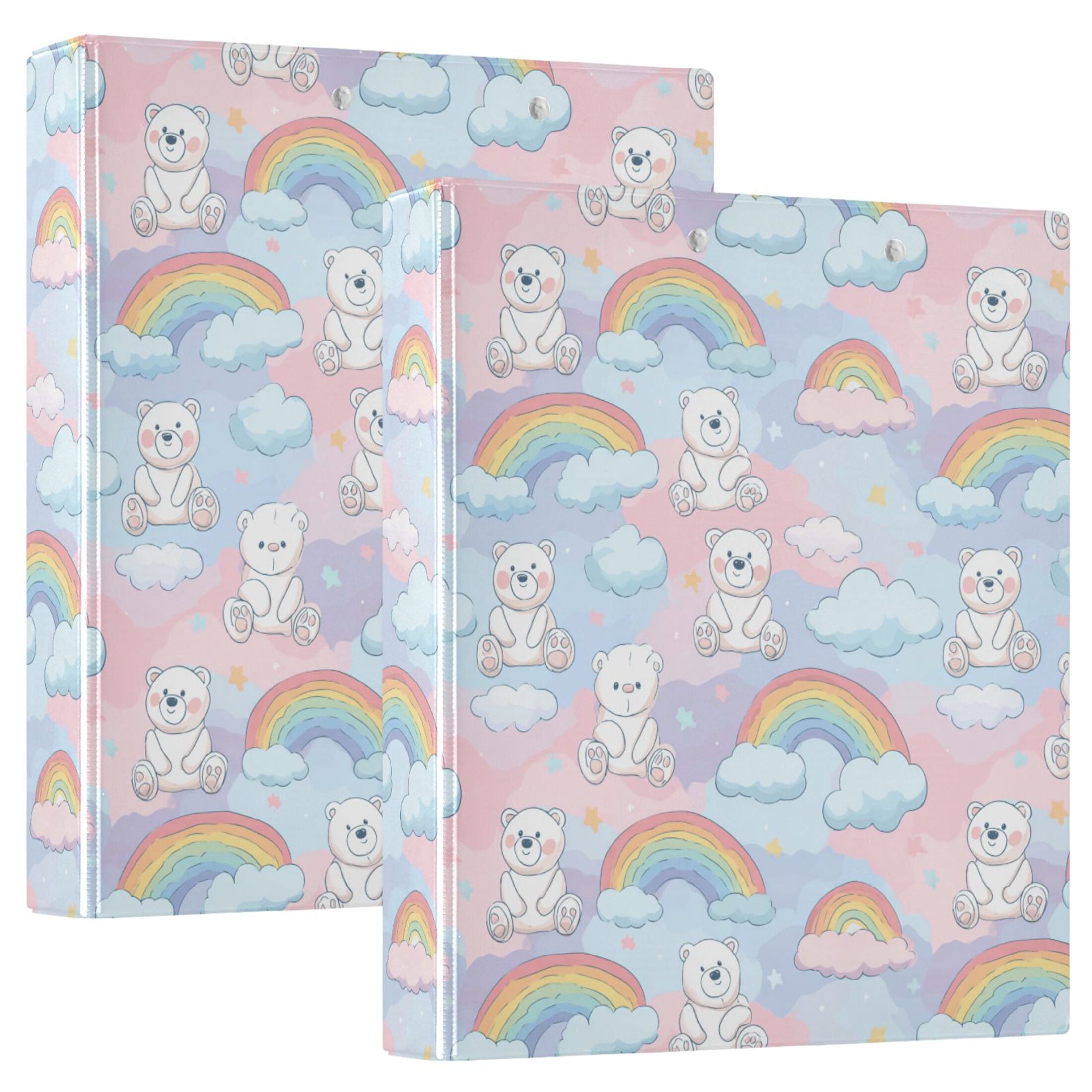 Three Ring Binder Cute Pastel Rainbow Bears 1.5 Inch Round Binder D ...