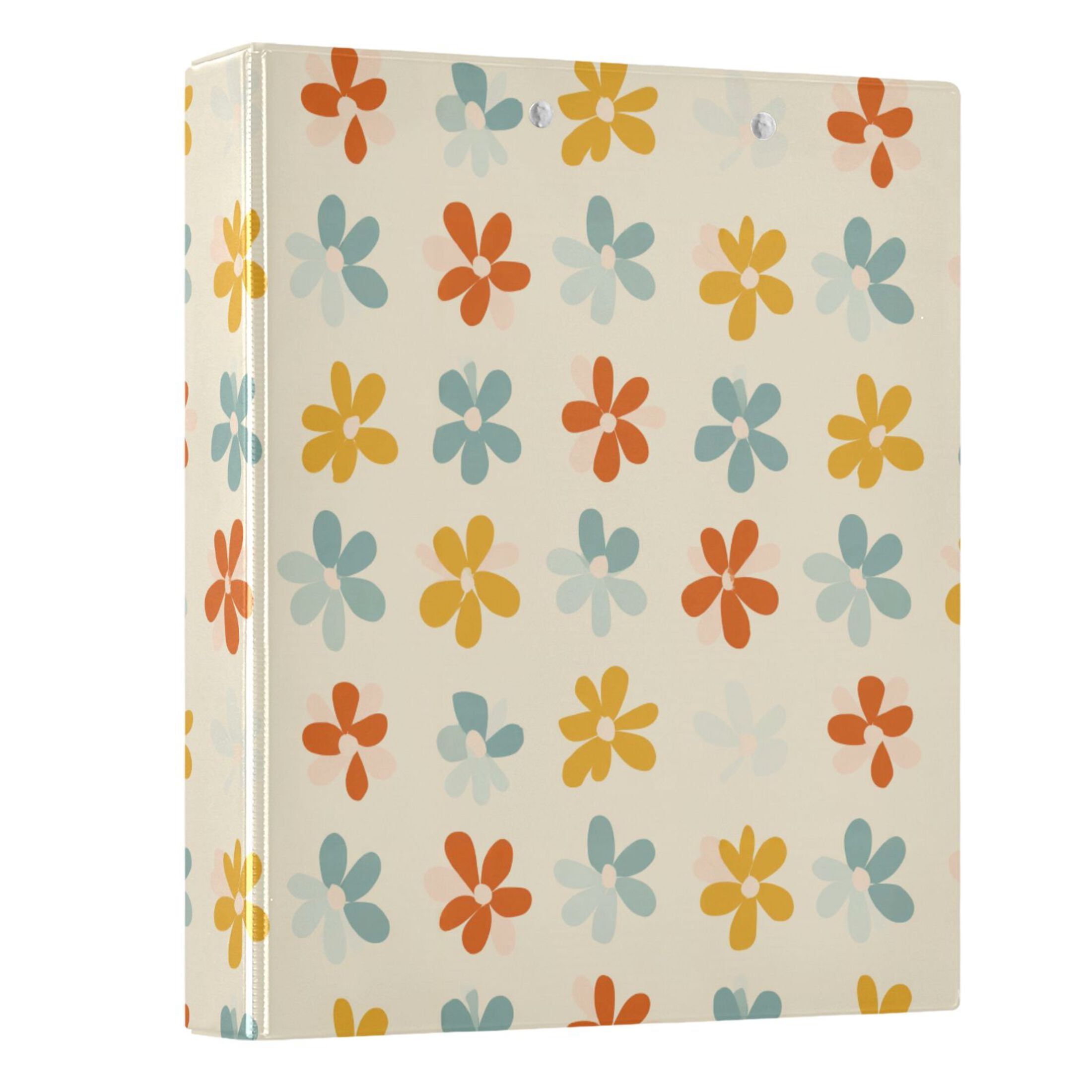 Three Ring Binder Cute Simple Flowers 1.5 Inch Round Binder D-Rings for ...