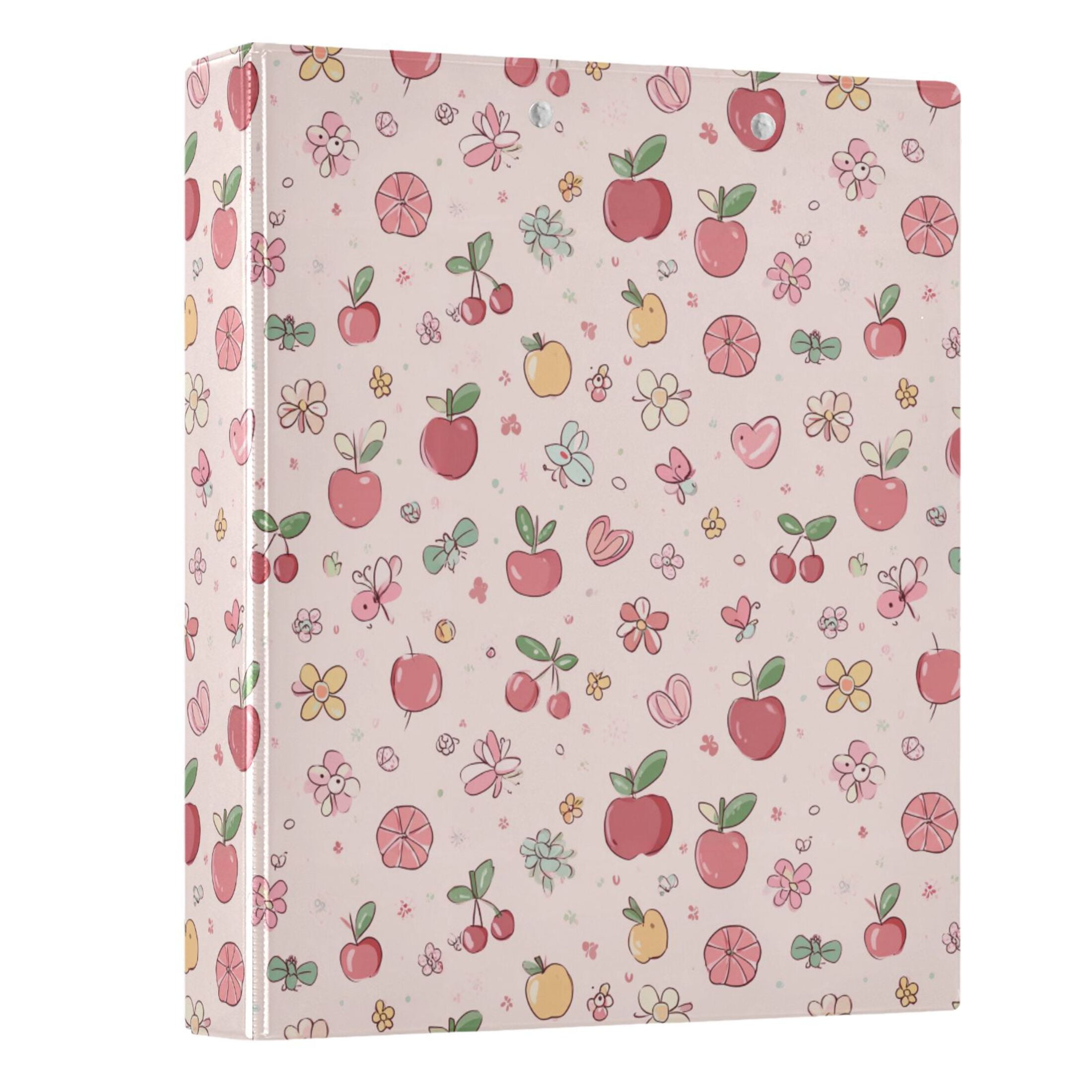 Three Ring Binder Cute and Simple Pink Fruit 1.5 Inch Round Binder D ...