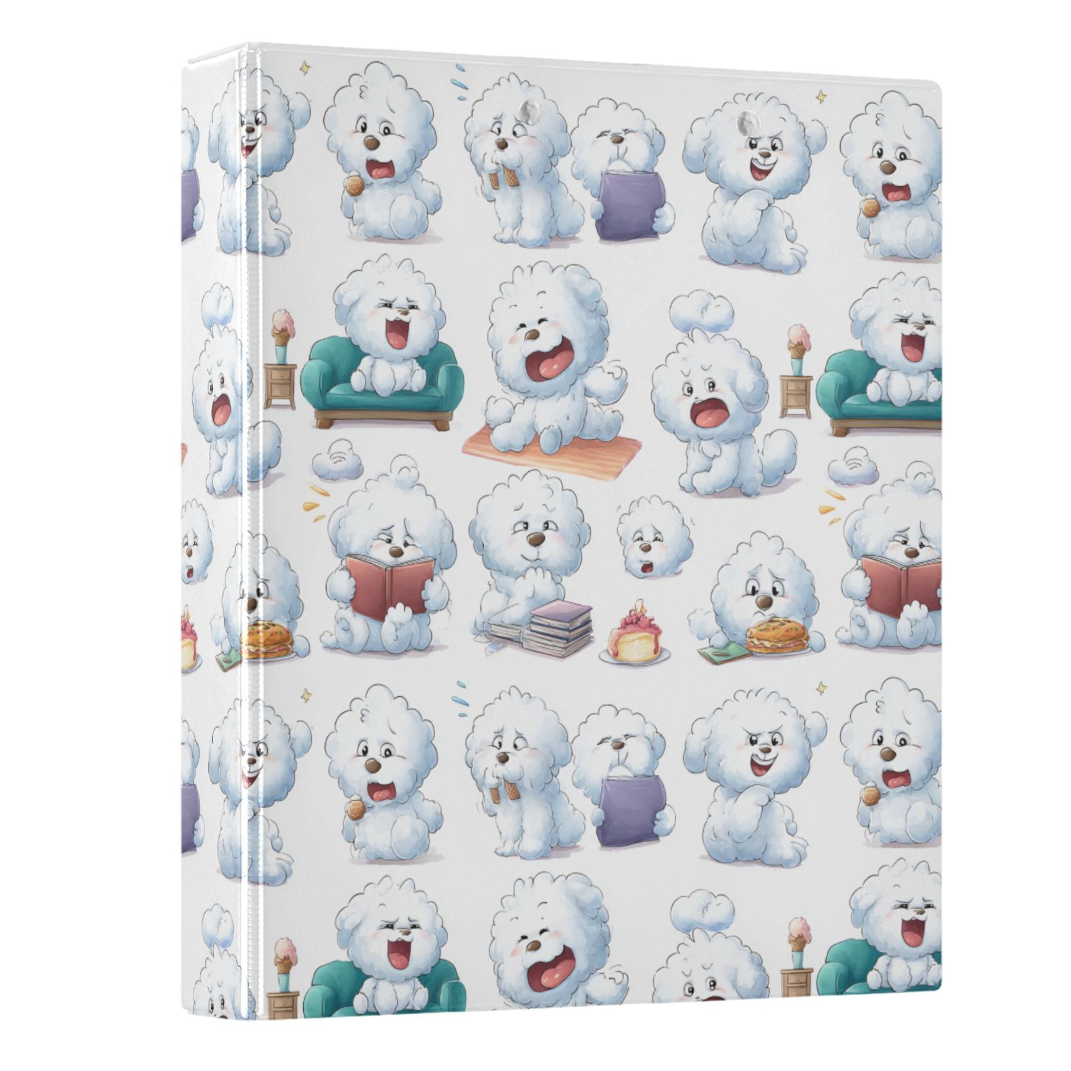 Three Ring Binder Dogs with Various Expressions 1.5 Inch Round Binder D ...