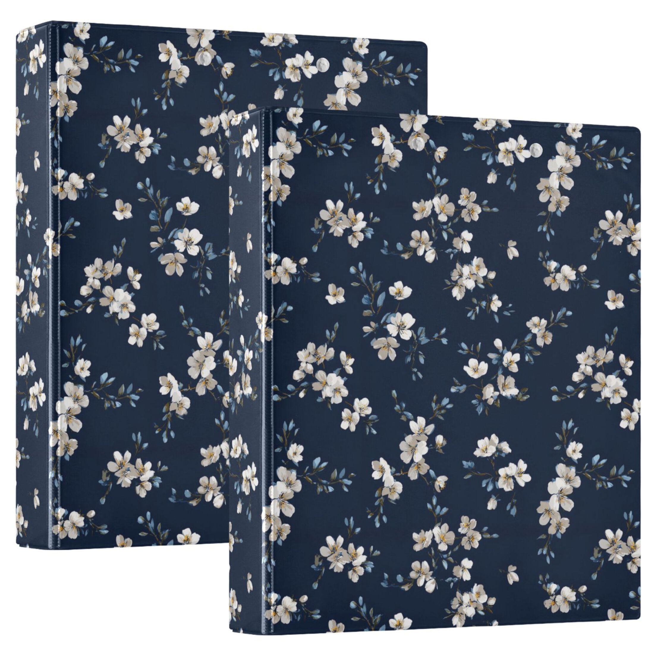 Three Ring Binder Floral Navy 1.5 Inch Round Binder D-Rings for Office ...