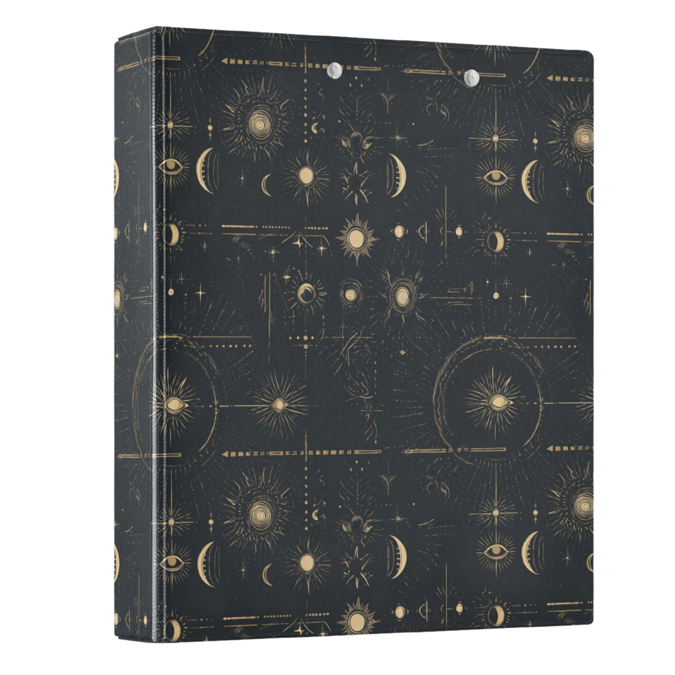 Three Ring Binder Gold Stars Sun Moon 1.5 Inch Round Binder D-Rings for ...