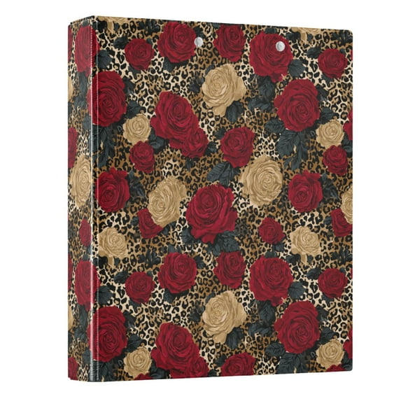 Three Ring Binder Leopard Print and Roses 1.5 Inch Round Binder D-Rings ...