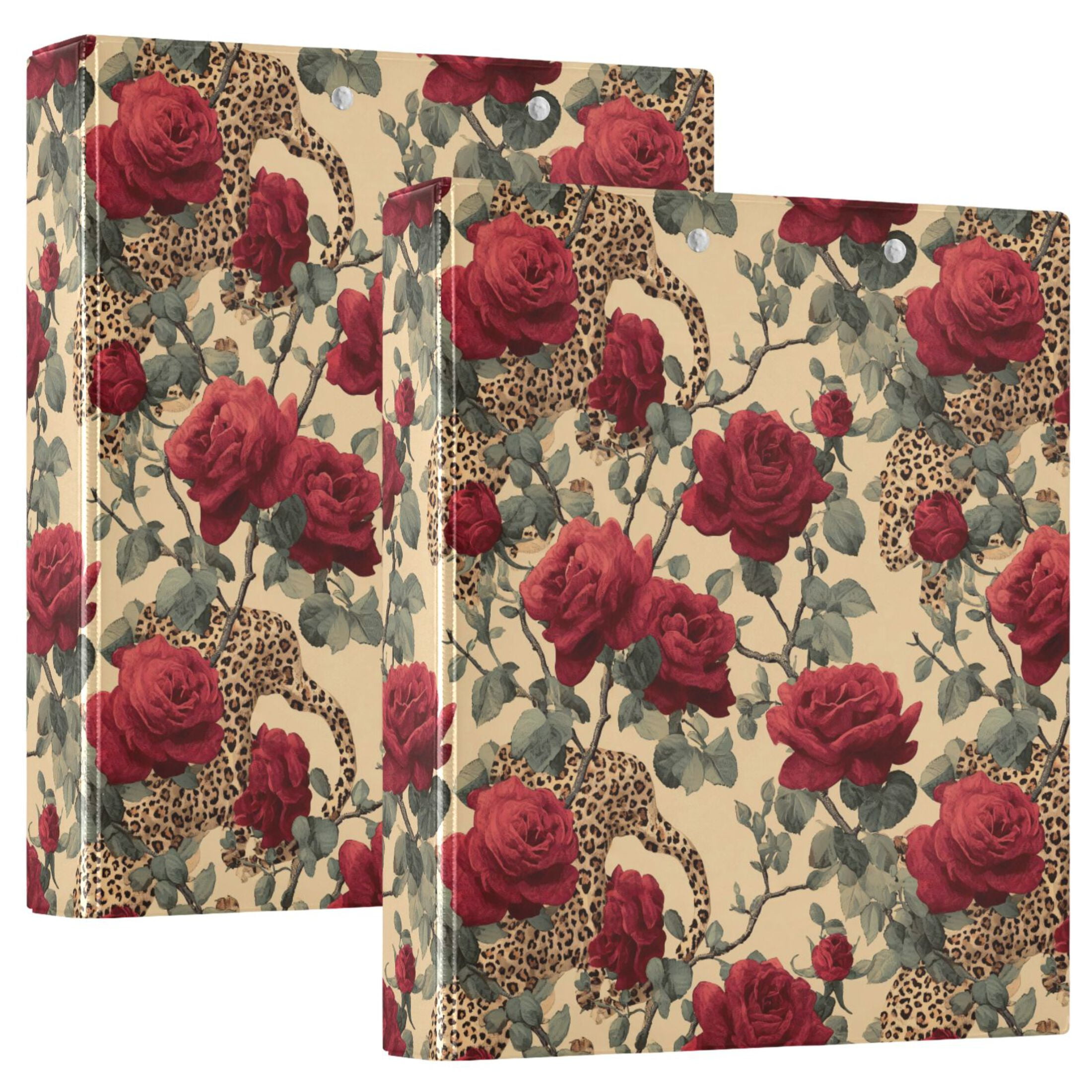Three Ring Binder Leopard and Rose 1.5 Inch Round Binder D-Rings for ...