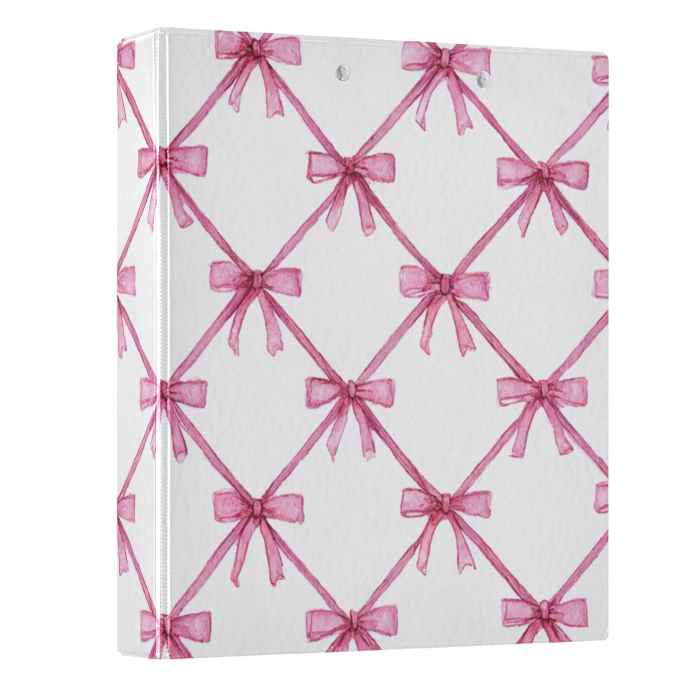 Three Ring Binder Light Pink Ribbon Bow Plaid 1.5 Inch Round Binder D ...